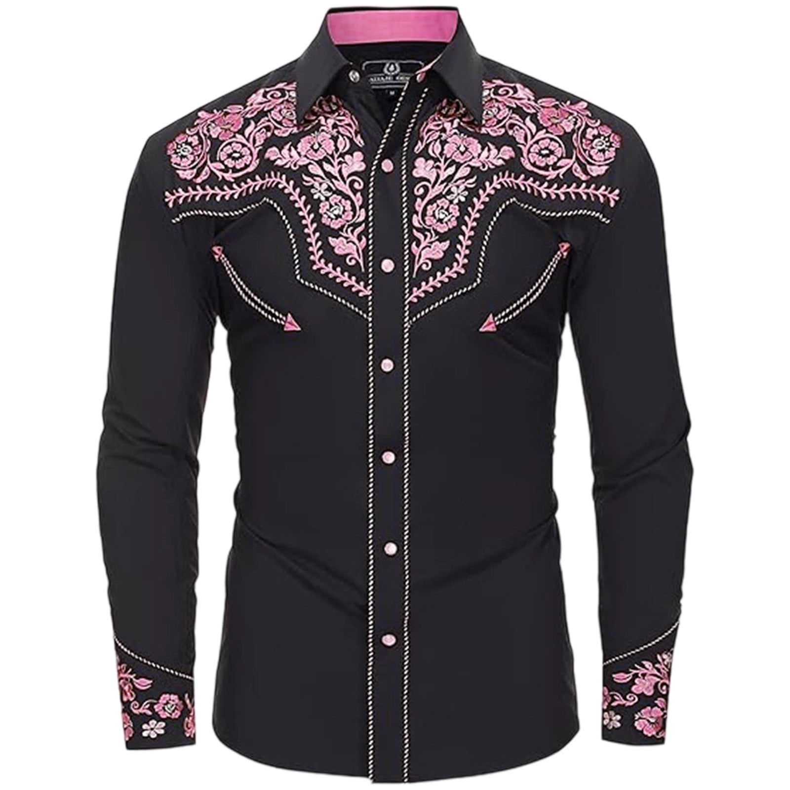 Button Up Shirt Men Vintage Pearl Snap Shirt Rhinestone Cowboy Cut ...