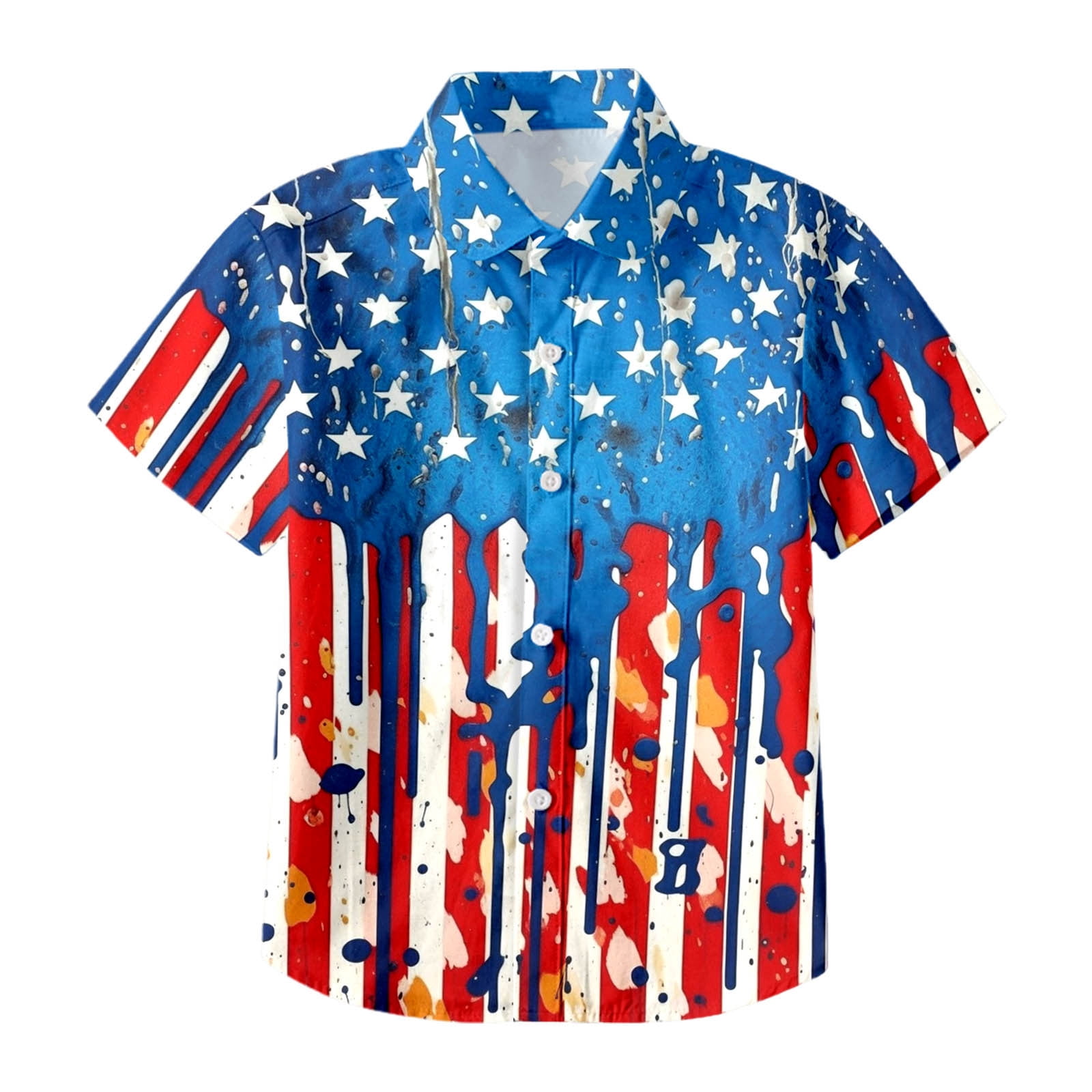 Button Down Shirts For Boys Independence Day Short Sleeve 4Th Of July ...