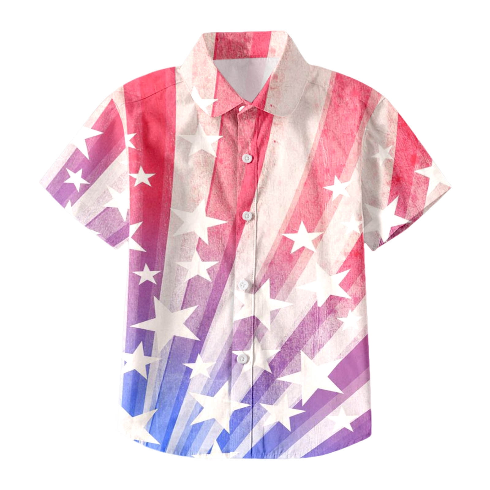 Button Down Shirts For Boys Independence Day Short Sleeve 4Th Of July ...