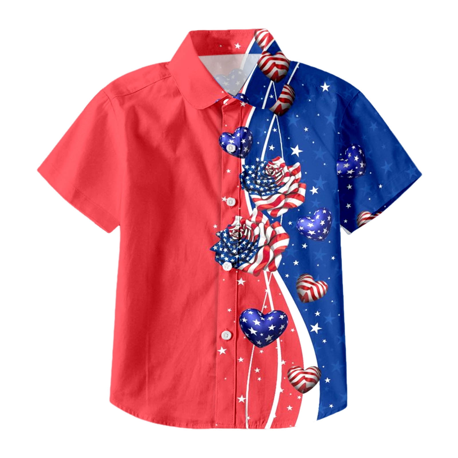Button Down Shirts For Boys Independence Day Short Sleeve 4Th Of July ...