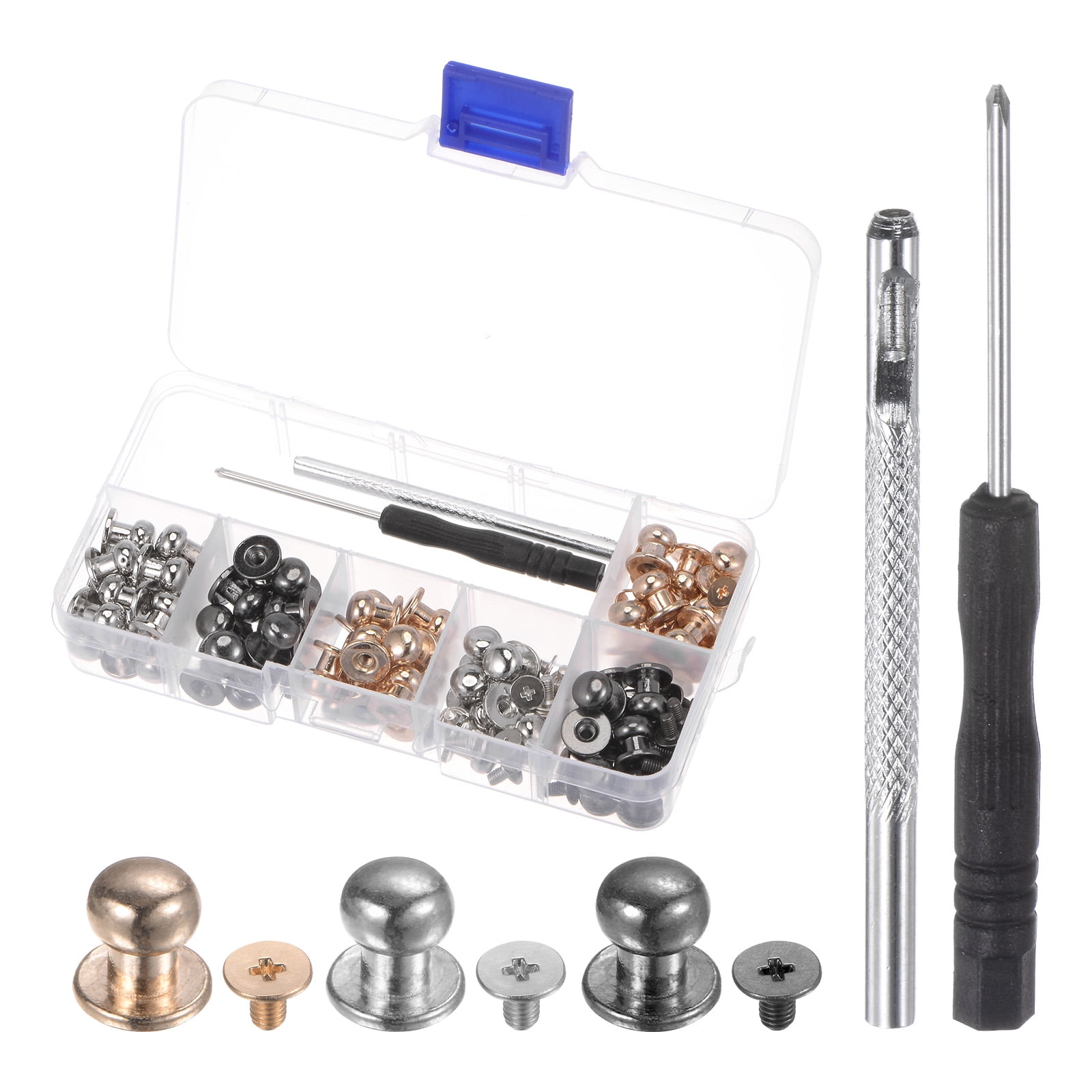 Button Studs for Leather 8mm 3 Colors with Tools & Case, 60 Sets ...