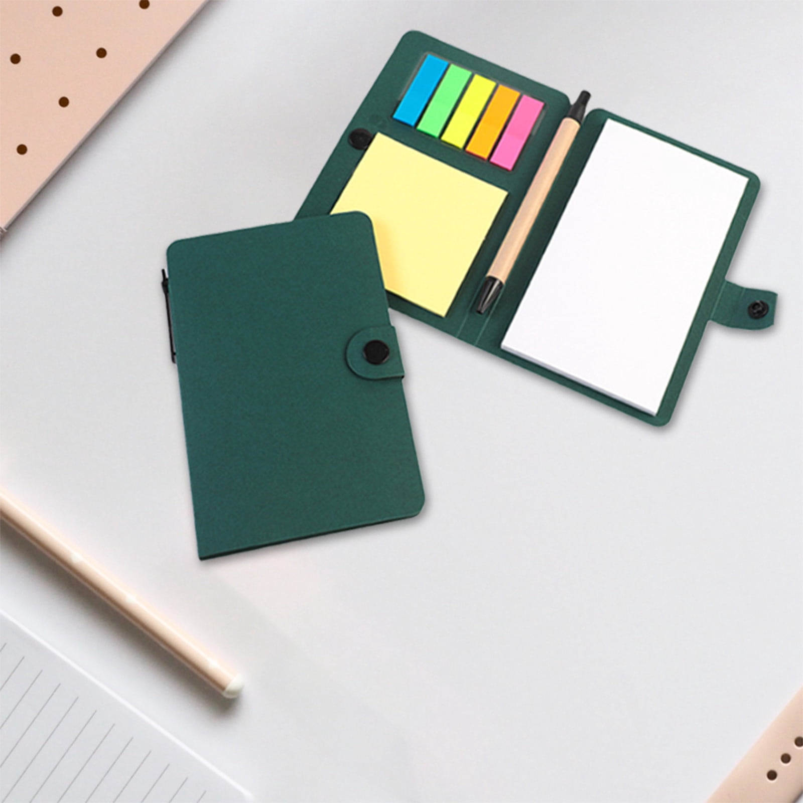 Button Style Sticky Note Pad with Pen, Portable Self Adhesive Memo Set ...