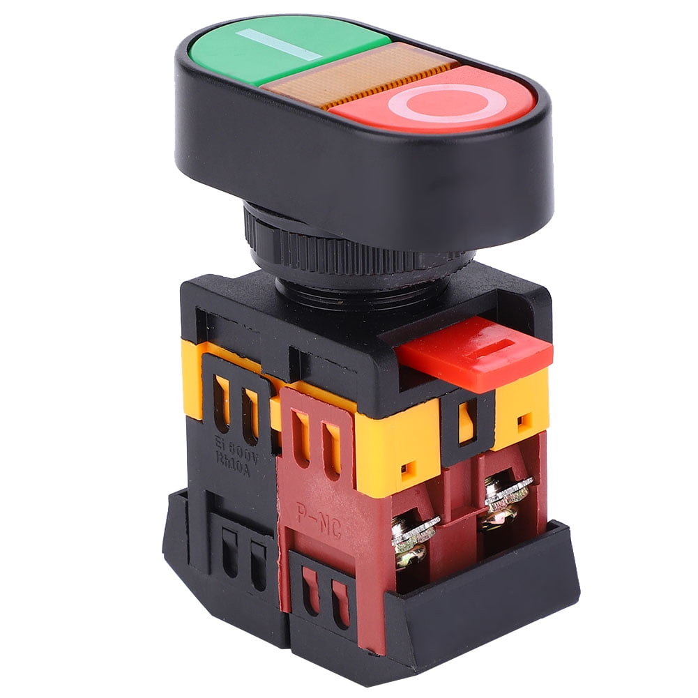 Button Switch,APBB-22/25N Double Push Button Switch with LED Light NoNC Momentary Button Switch ...