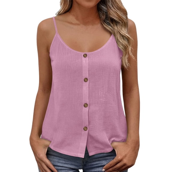 Button Down Tank Tops for Women Boho Spaghetti Strap Camisole Tops ...