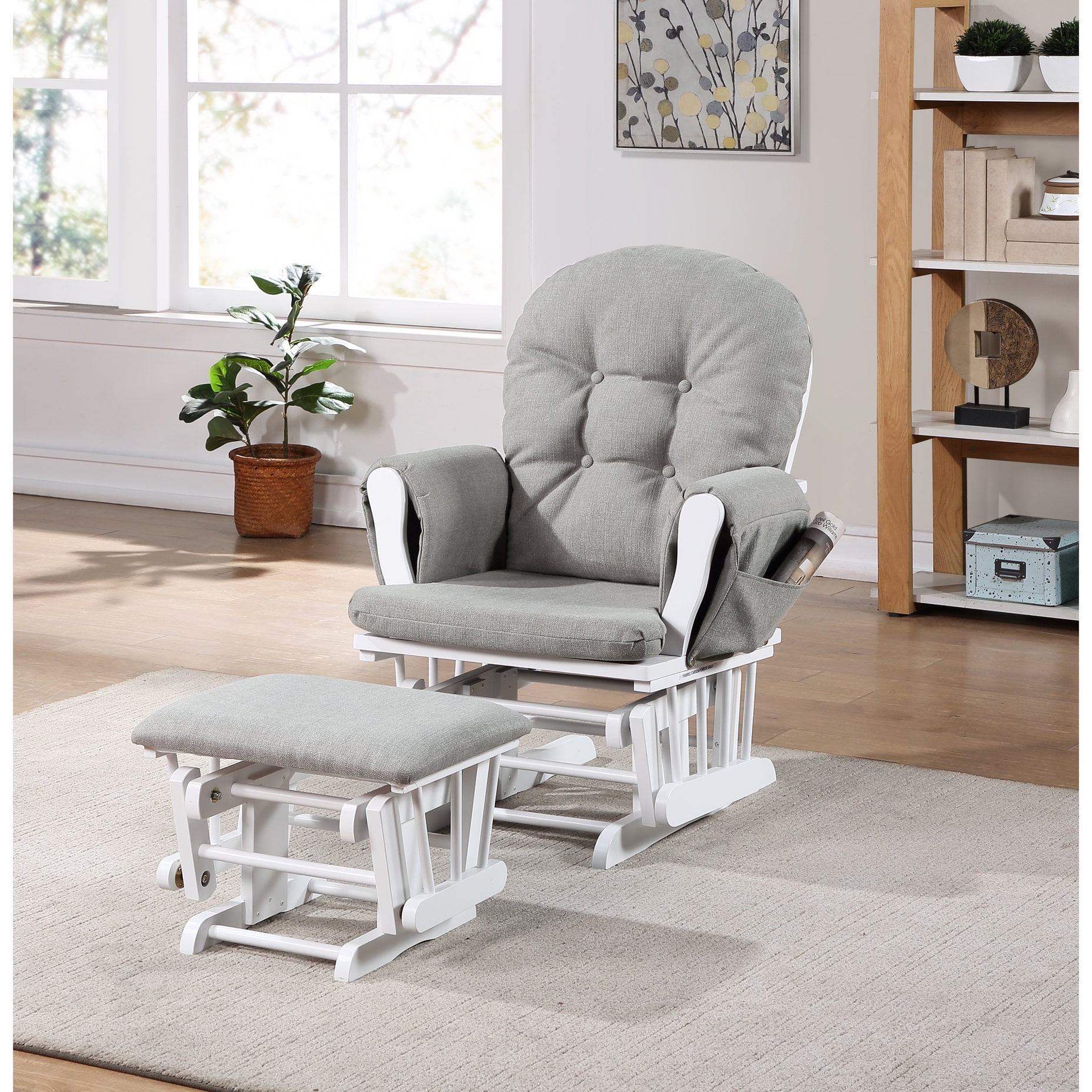 Button Tufted Back Glider and Ottoman - Promotes Bonding in Baby's ...