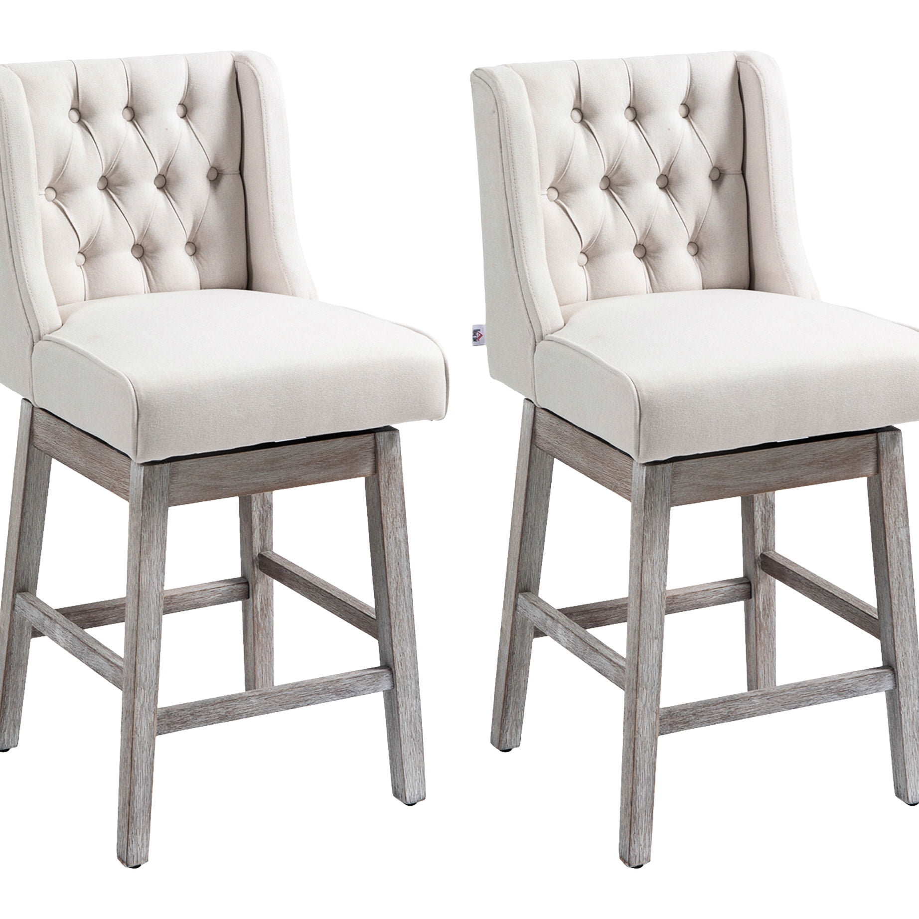 Button Tufted Back & Swivel Seat Bar Stools+Beige Color"-"Kitchen Chat ...