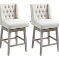 Button Tufted Back & Swivel Seat Bar Stools+Beige Color"-"Kitchen Chat ...
