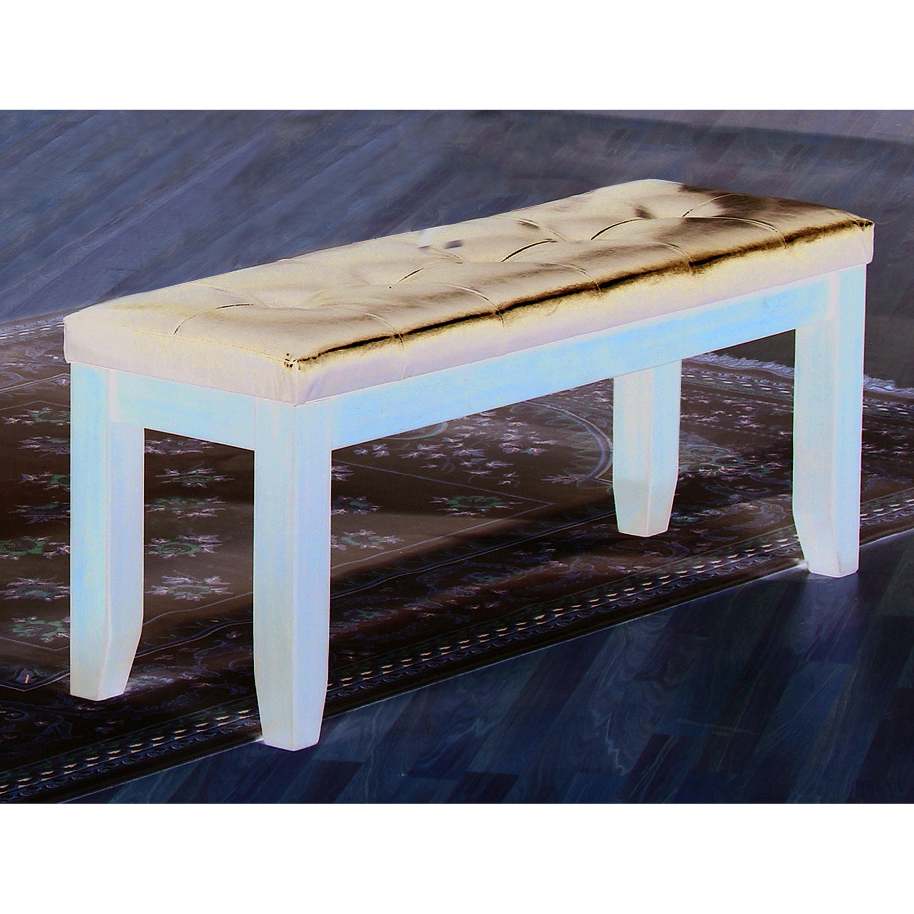 Button Tufted Bench+Leather-Look Finish”-“Dining Area Decor+Comfortable ...