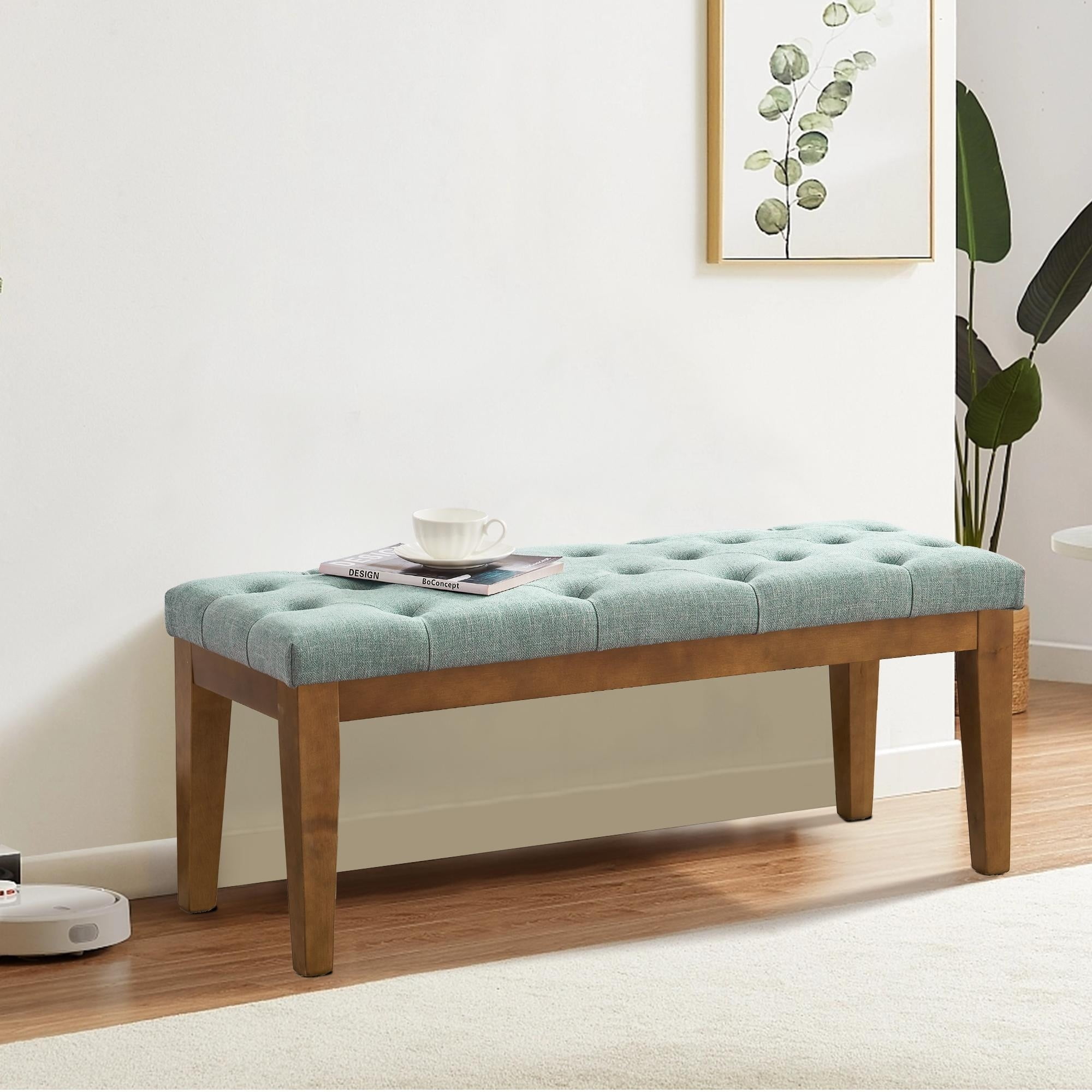 Button-Tufted Bench for End of Bed, Entryway Bench Beige/ Black/ Brown ...