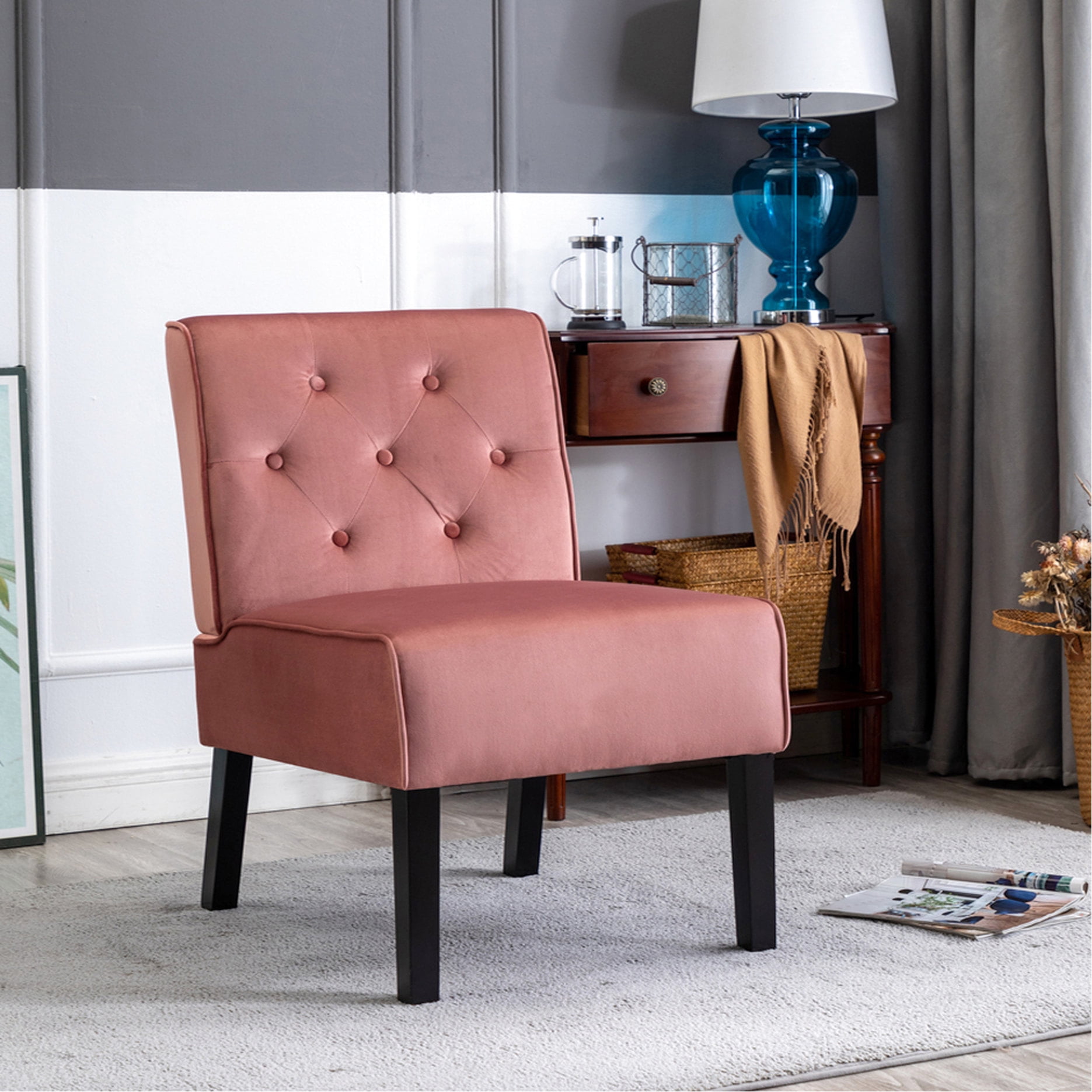 Button Tufted Chairs | Soft Velvet Finish | Club Spaces - Walmart.com