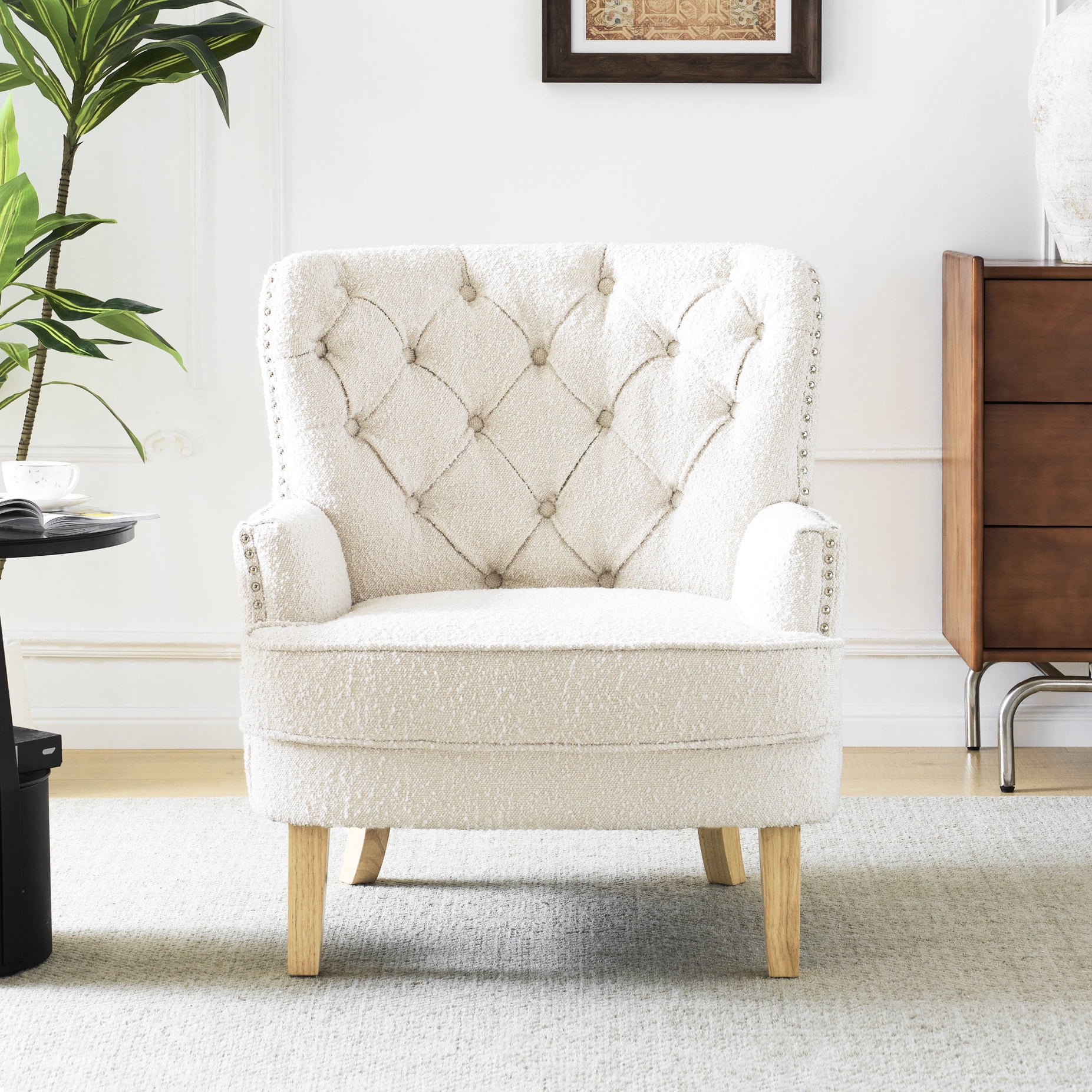 Button-Tufted Design Club Chair+Elegant Style"-"Balcony Relaxing ...