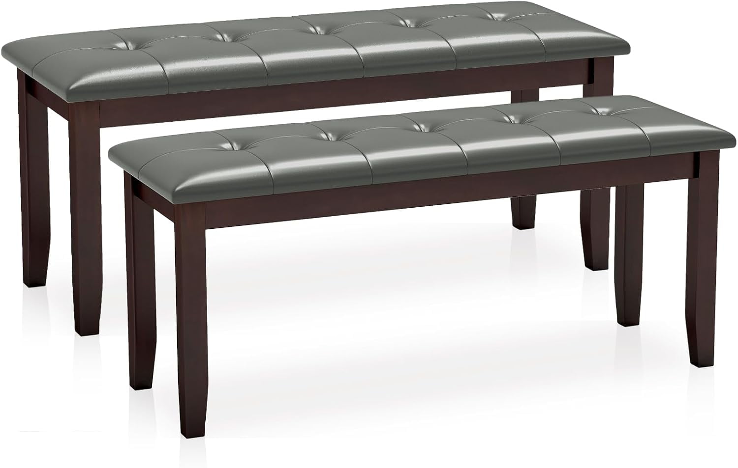 Button-Tufted Dining Bench, 45.5” Upholstered Bench w/Loads 400 Lbs ...