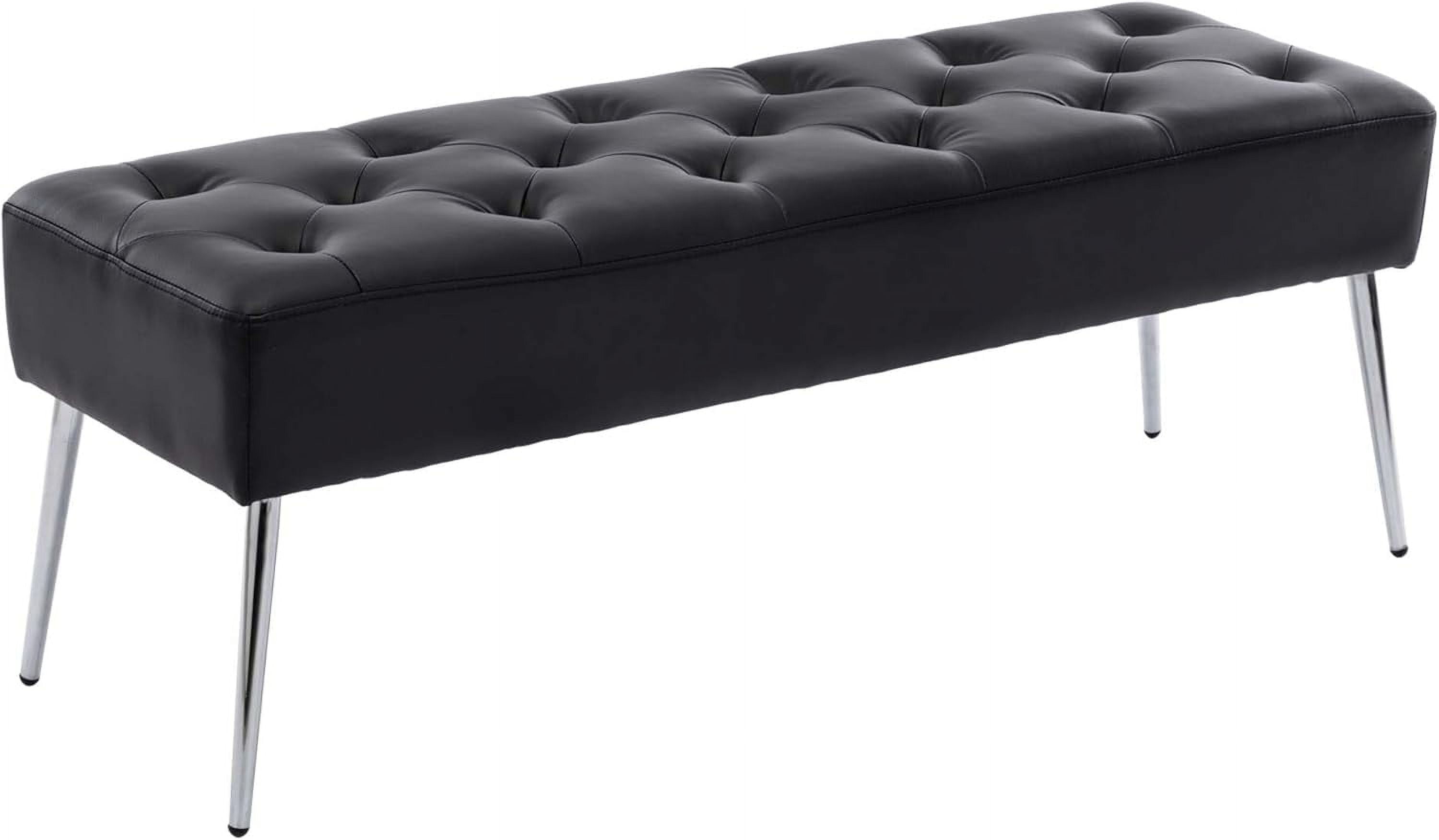 Button-Tufted Ottoman Bench, Upholstered Bedroom Benches Footrest Stool ...
