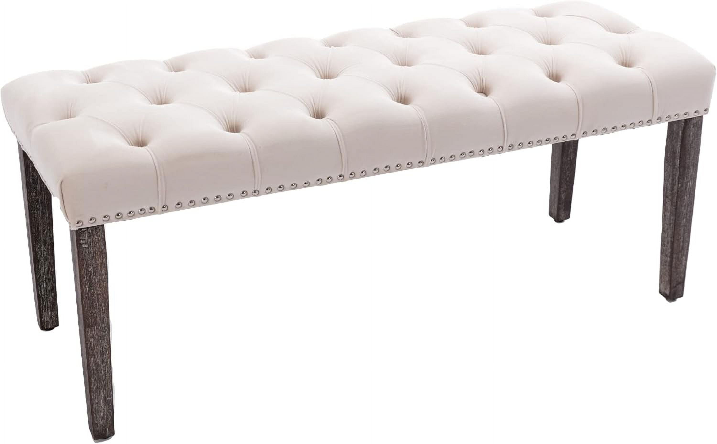 Button-Tufted Ottoman Bench, Upholstered Bedroom Benches Velvet ...