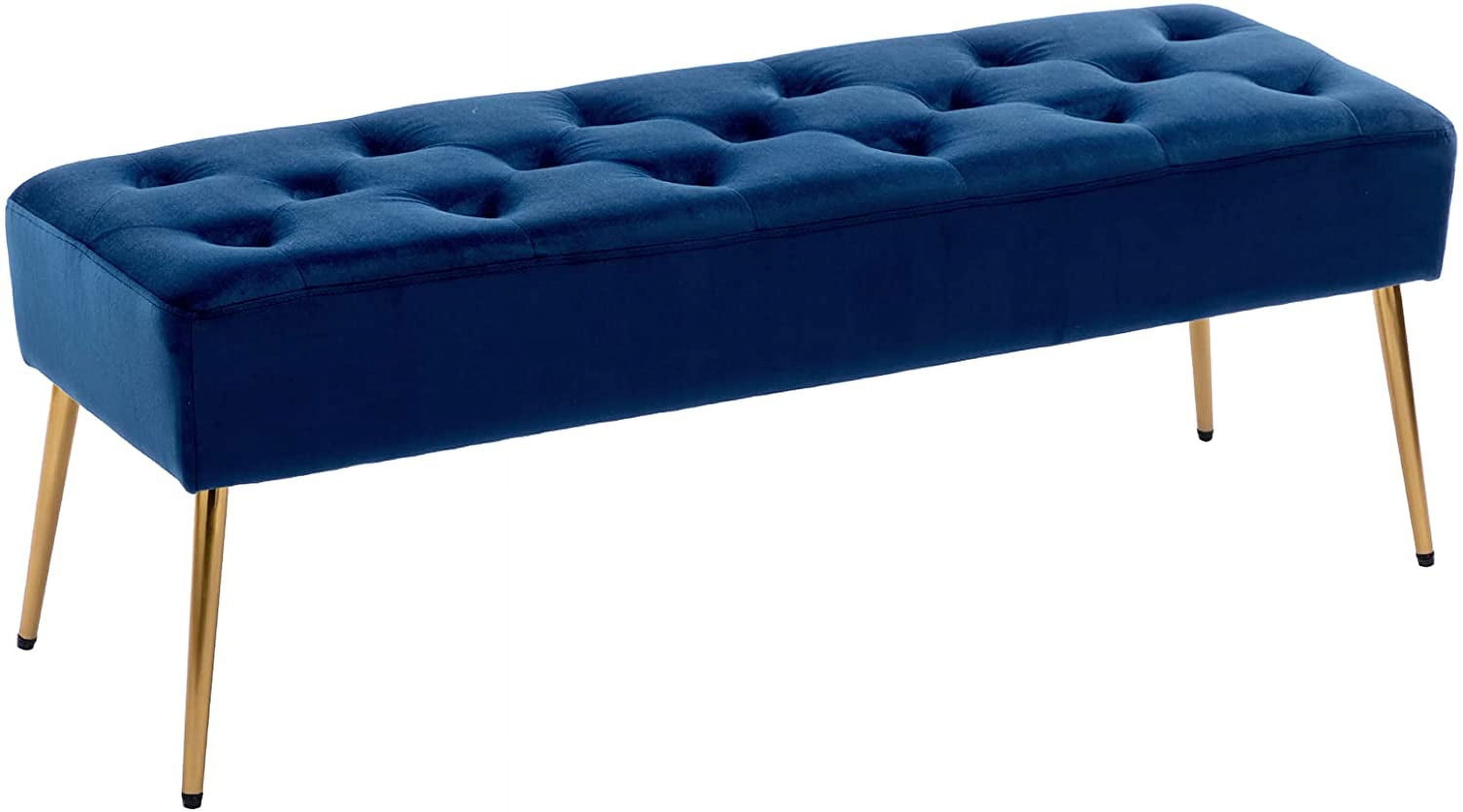 Button-Tufted Ottoman Bench, Upholstered Bedroom Benches Velvet ...