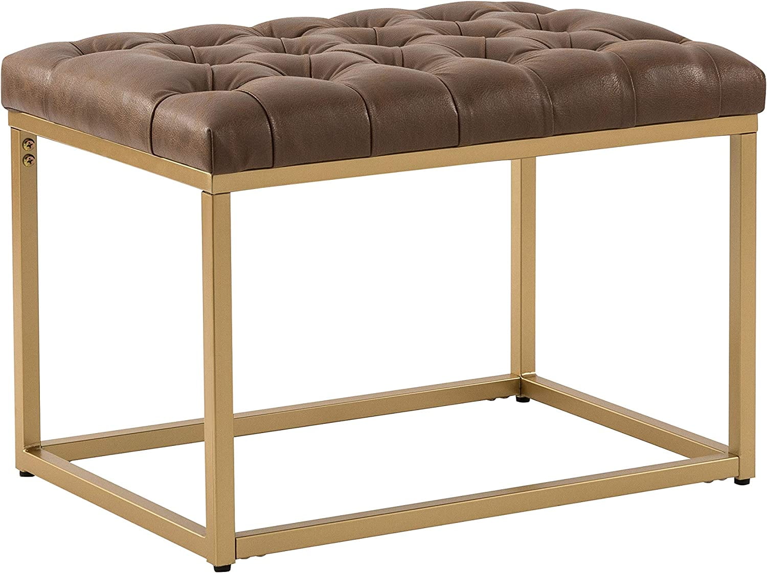 Button Tufted Ottoman Footstool with Metal Base 28-Inch by 28-Inch ...