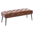 Button-Tufted Ottoman , Upholstered Bedroom Benches Leather Footrest ...