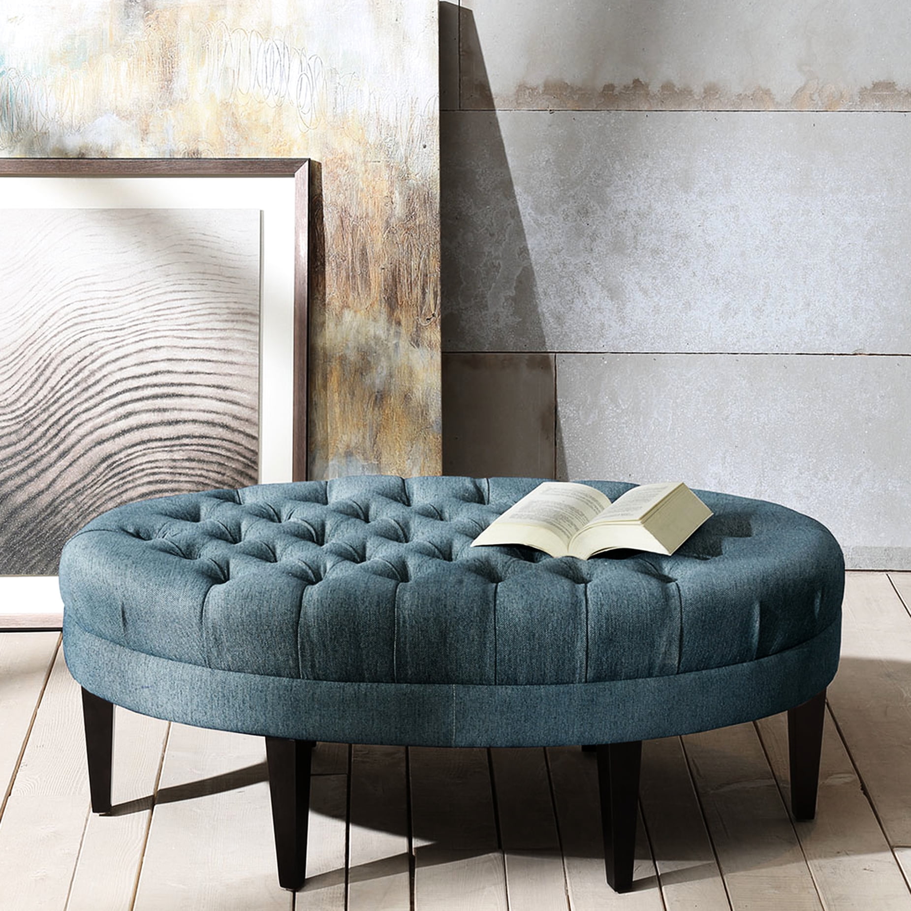 Button Tufted Oval - Shaped Ottoman | Complete Living Room Look, Relax ...