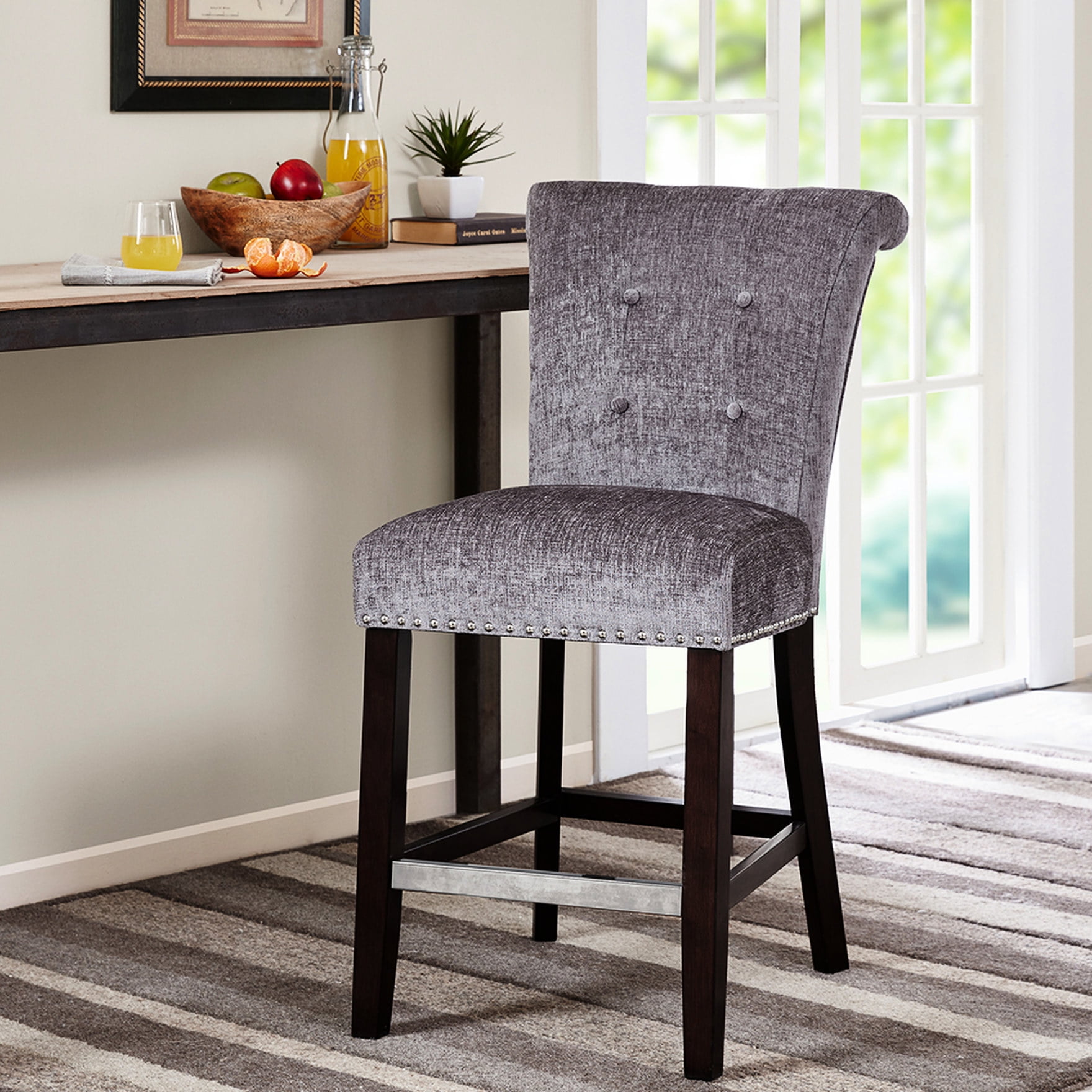Button Tufted Stool, Assembly Required - Easy Setup for Your Kitchen ...