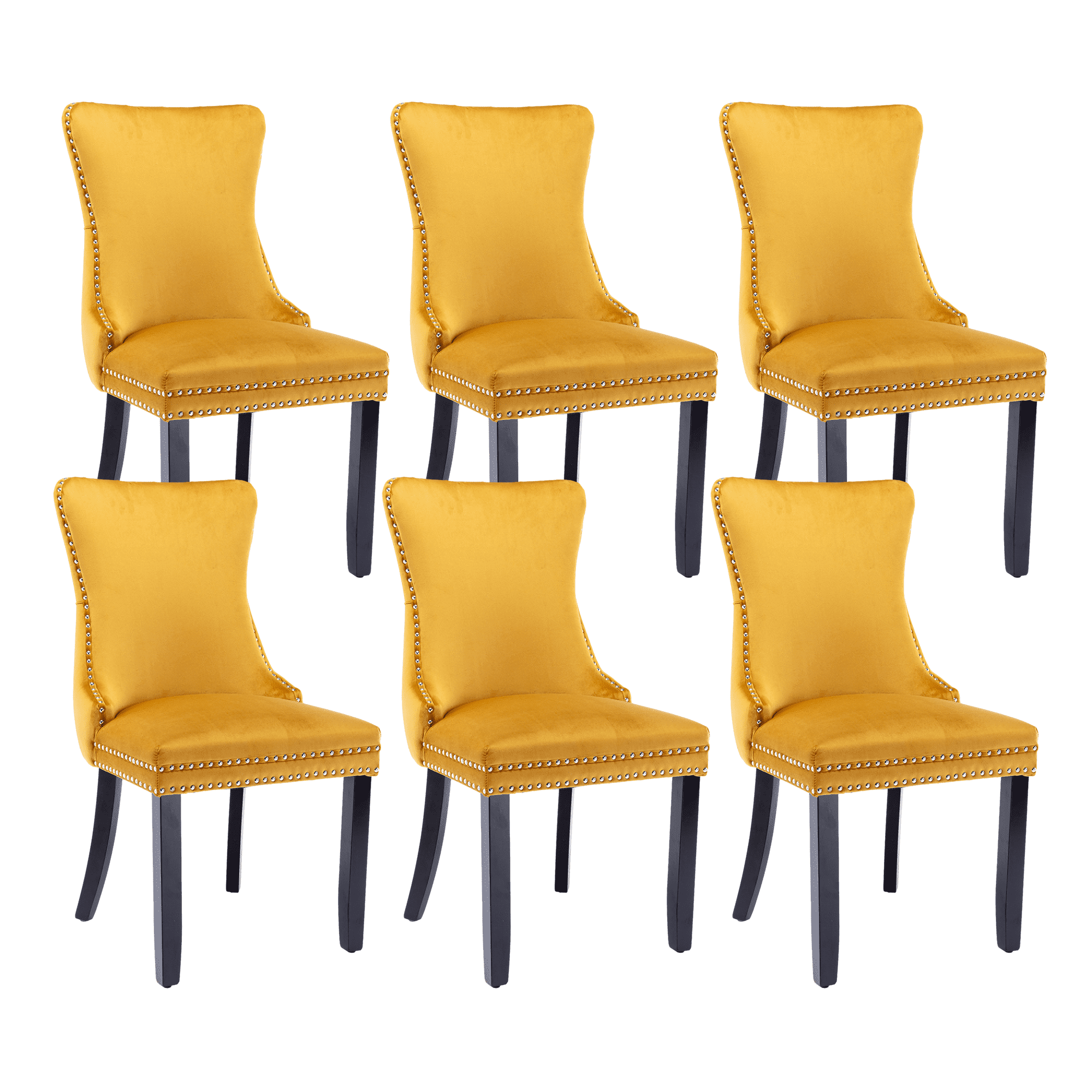 Rhomtree Button Tufted Upholstered Dining Chairs, Solid Wood Legs, Set ...