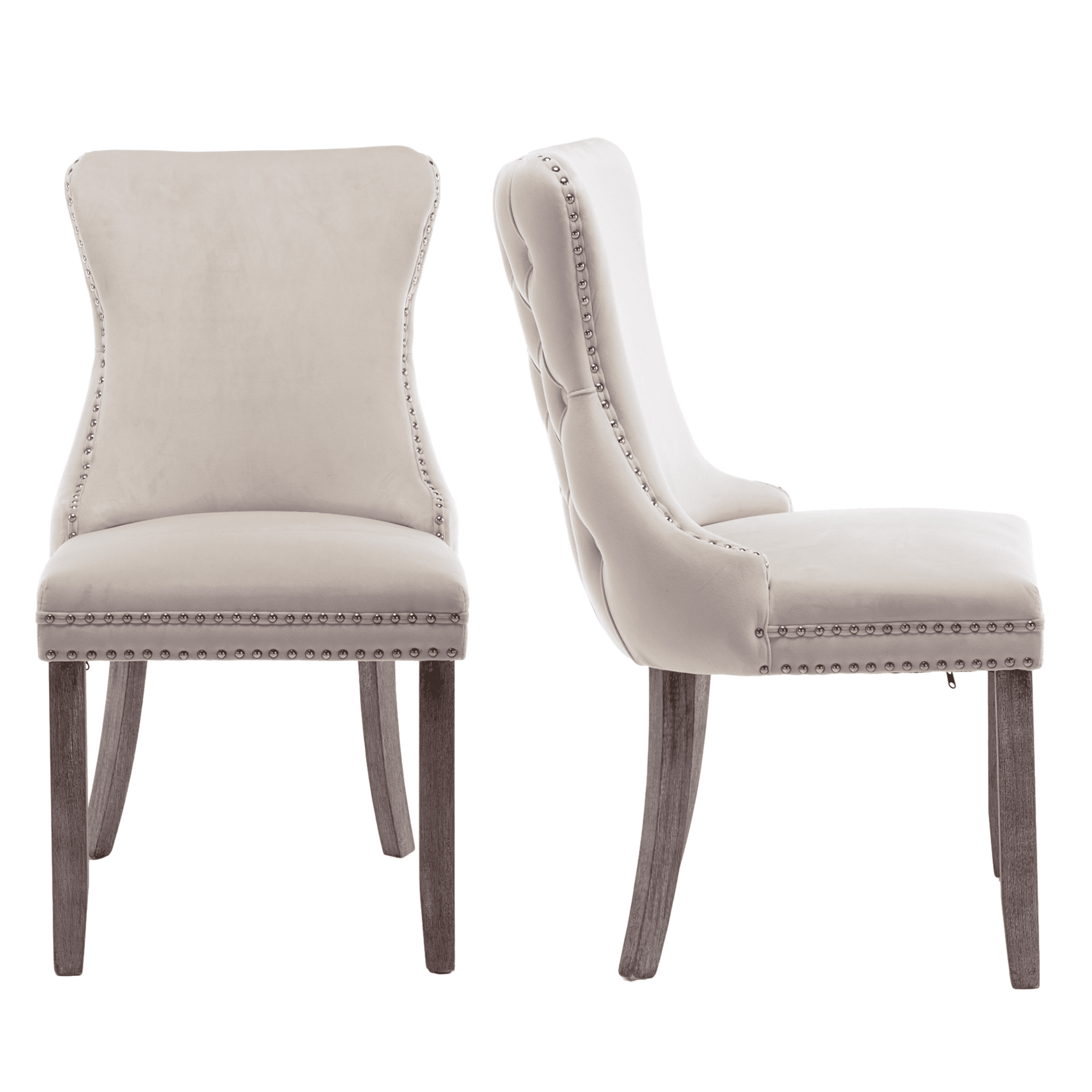 Button Tufted Upholstered Dining Chairs with Nailhead, Dining Room ...