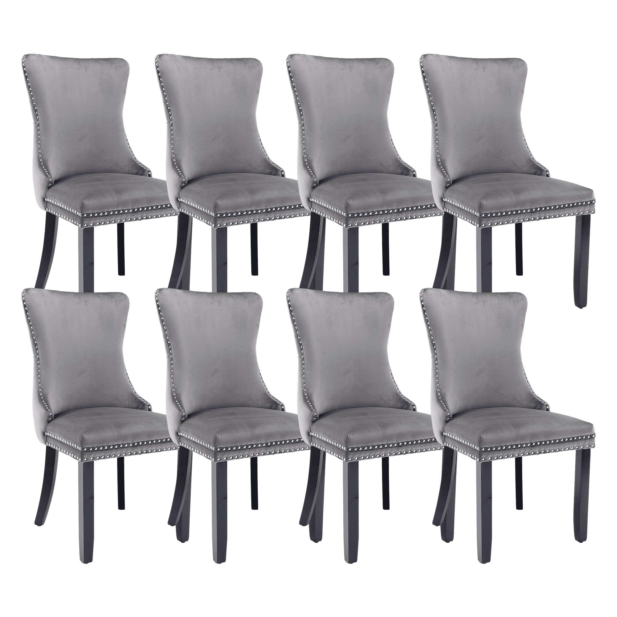 Button Tufted Upholstered Dining Chairs with Nailhead, Dining Room ...
