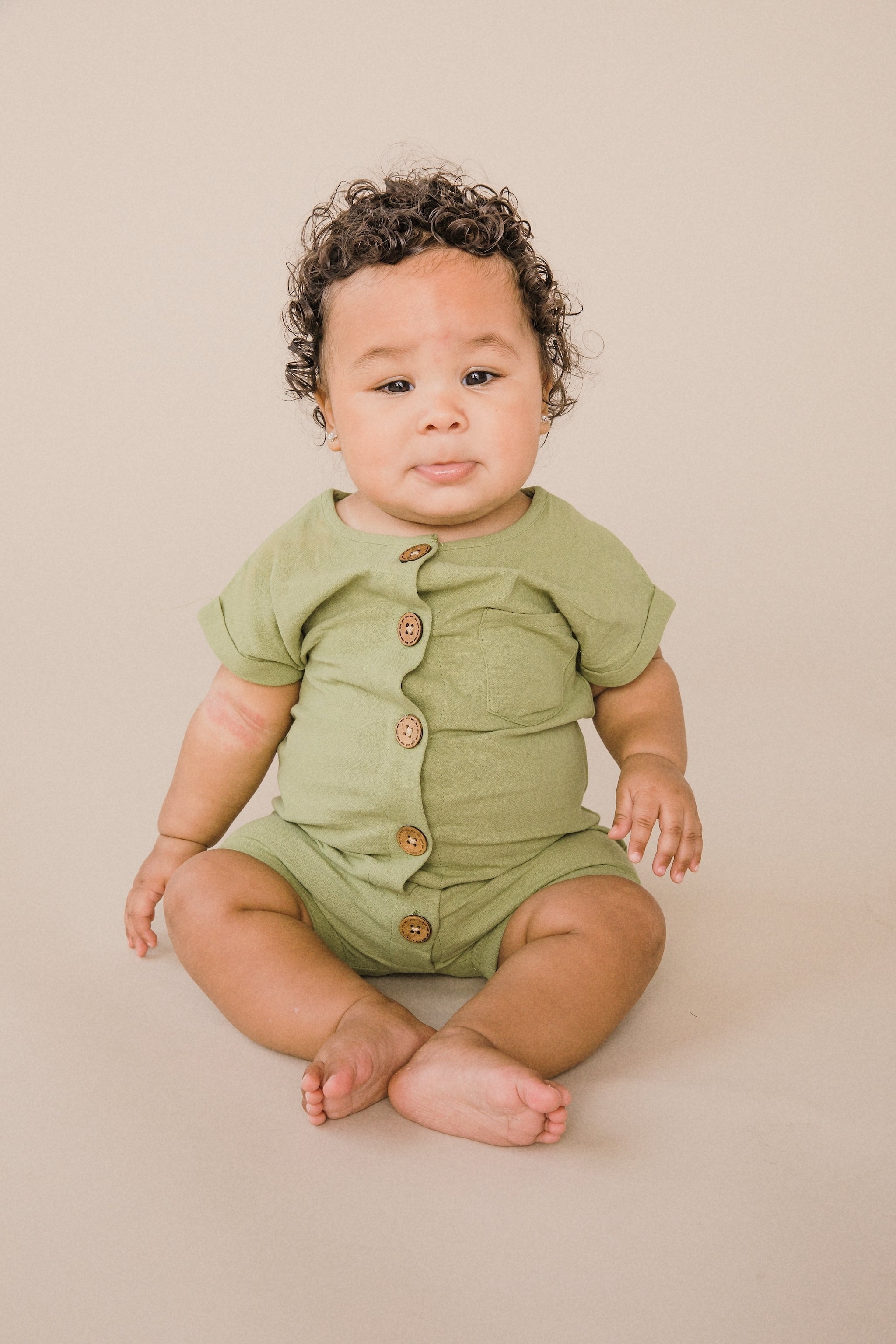 Button Up Cap-sleeve Romper - Walmart.com