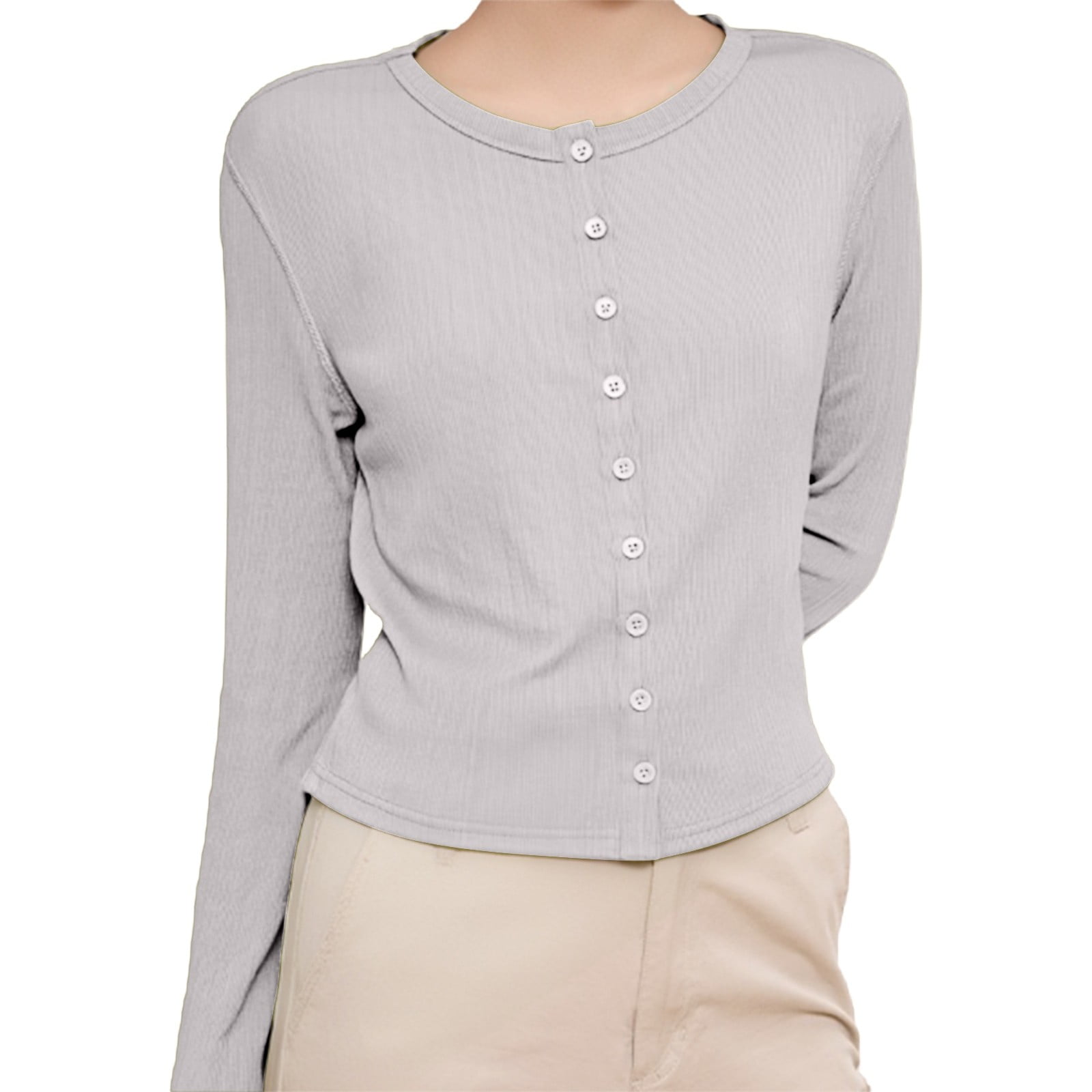 Button Up Cardigans Women Women Knit Cardigan Sweater Solid Long Sleeve ...