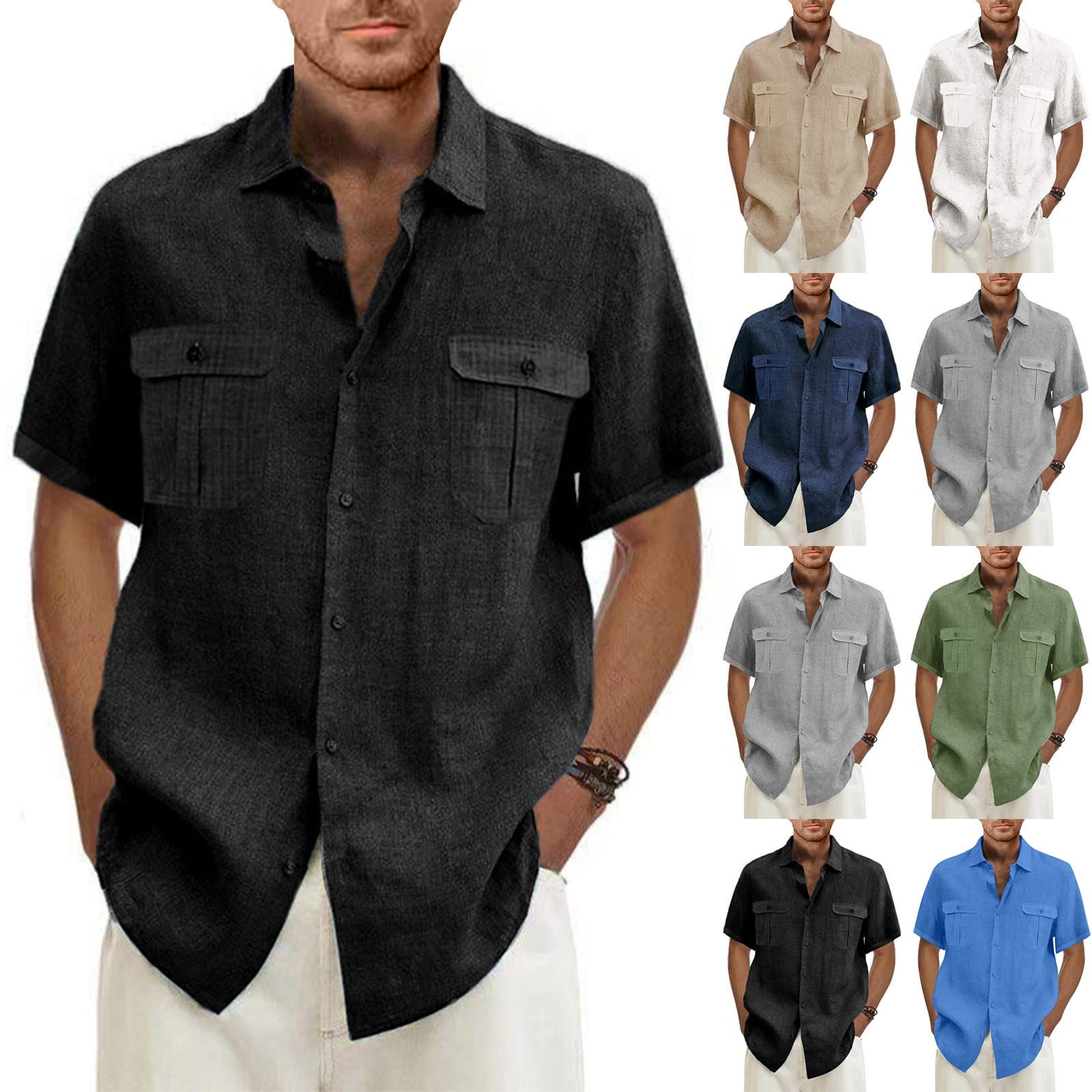 Button Up Shirt Men, Casual Dress Shirts for Men, Short Sleeve Shirts for Men, Designer Solid ...