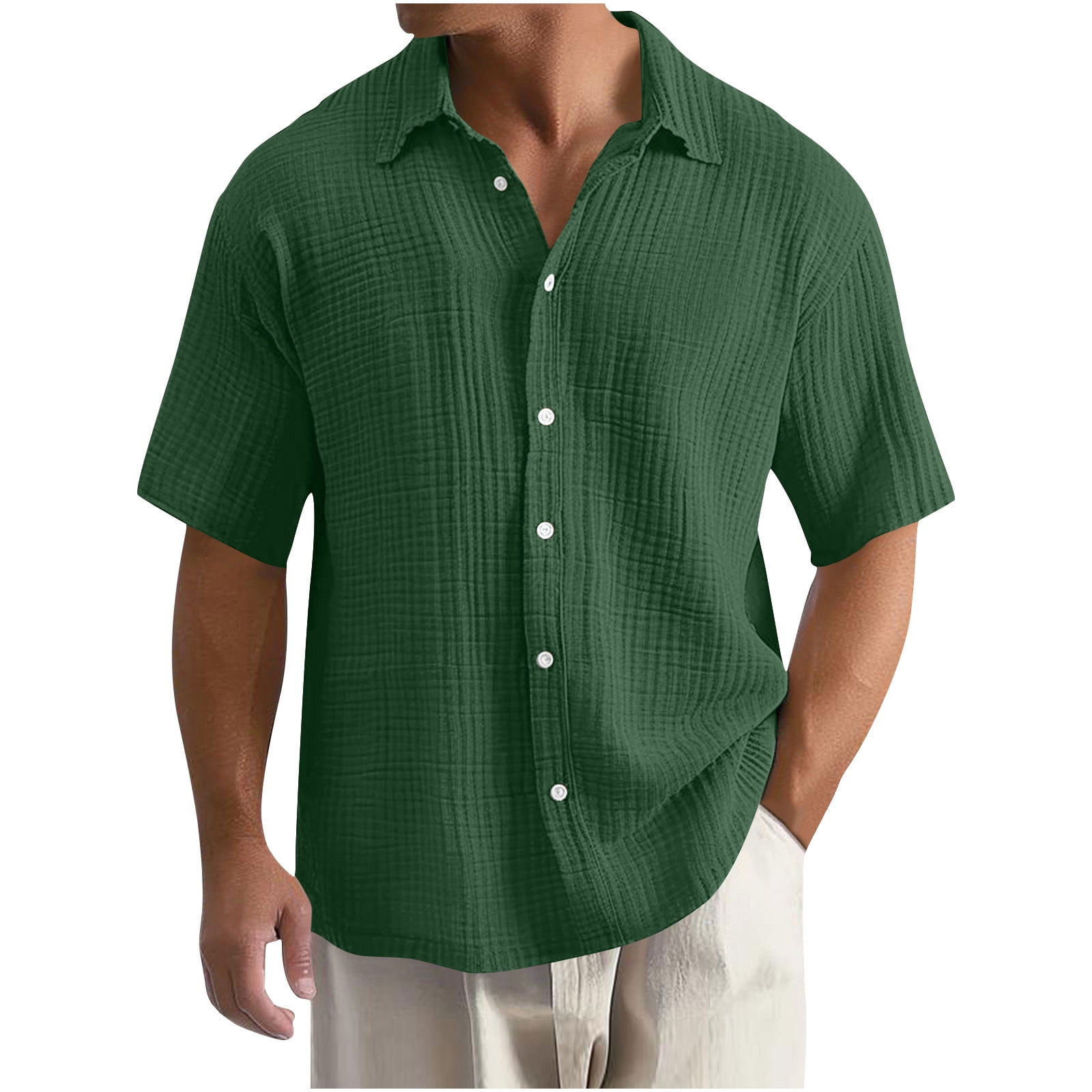 Button Up Shirt Men Qiggri Man Casual Solid-Color Button Cardigan ...