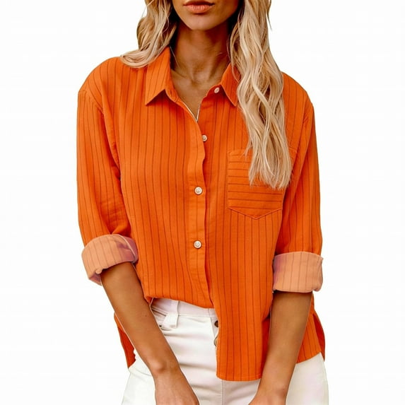 Button Up Shirt Women Casual Wrinkle Free Collared Button Down Long ...