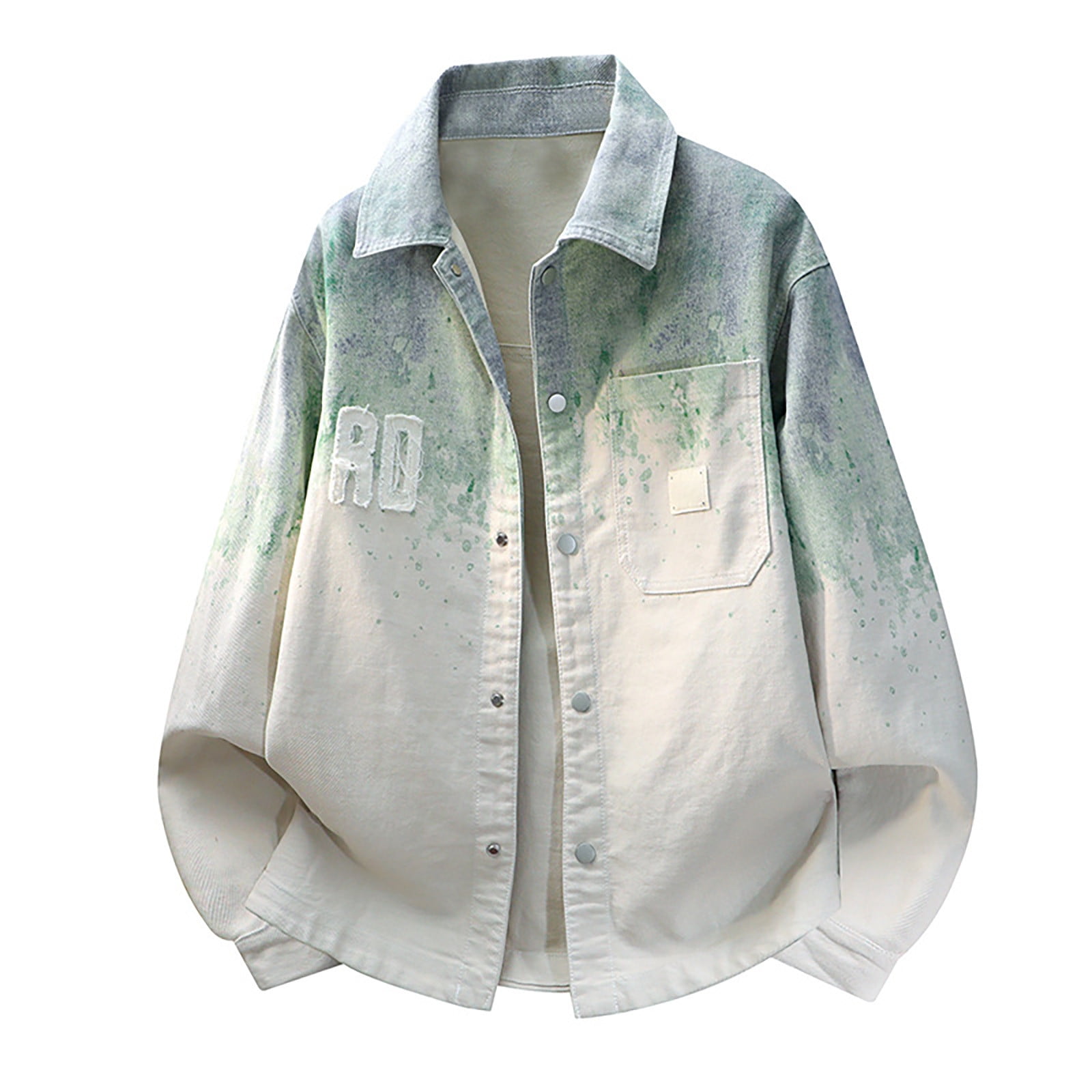 Button Up Shirts for Men Outdoor Casual Color Block Long Sleeve Spring ...