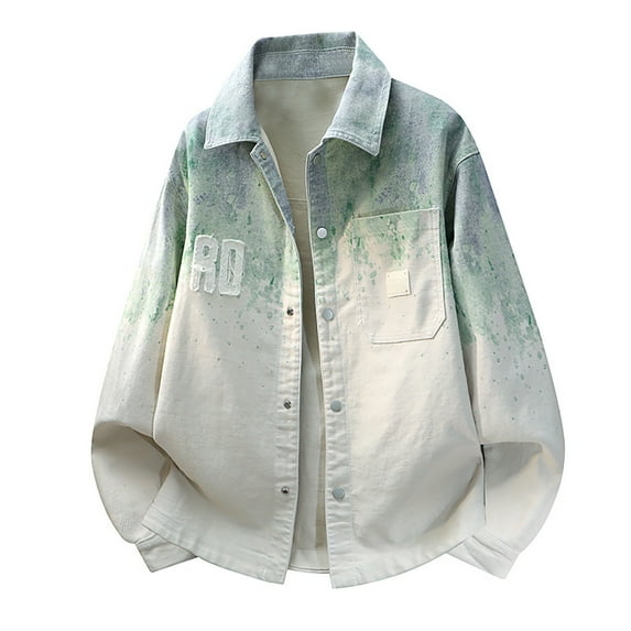 Button Up Shirts for Men Outdoor Casual Color Block Long Sleeve Spring ...