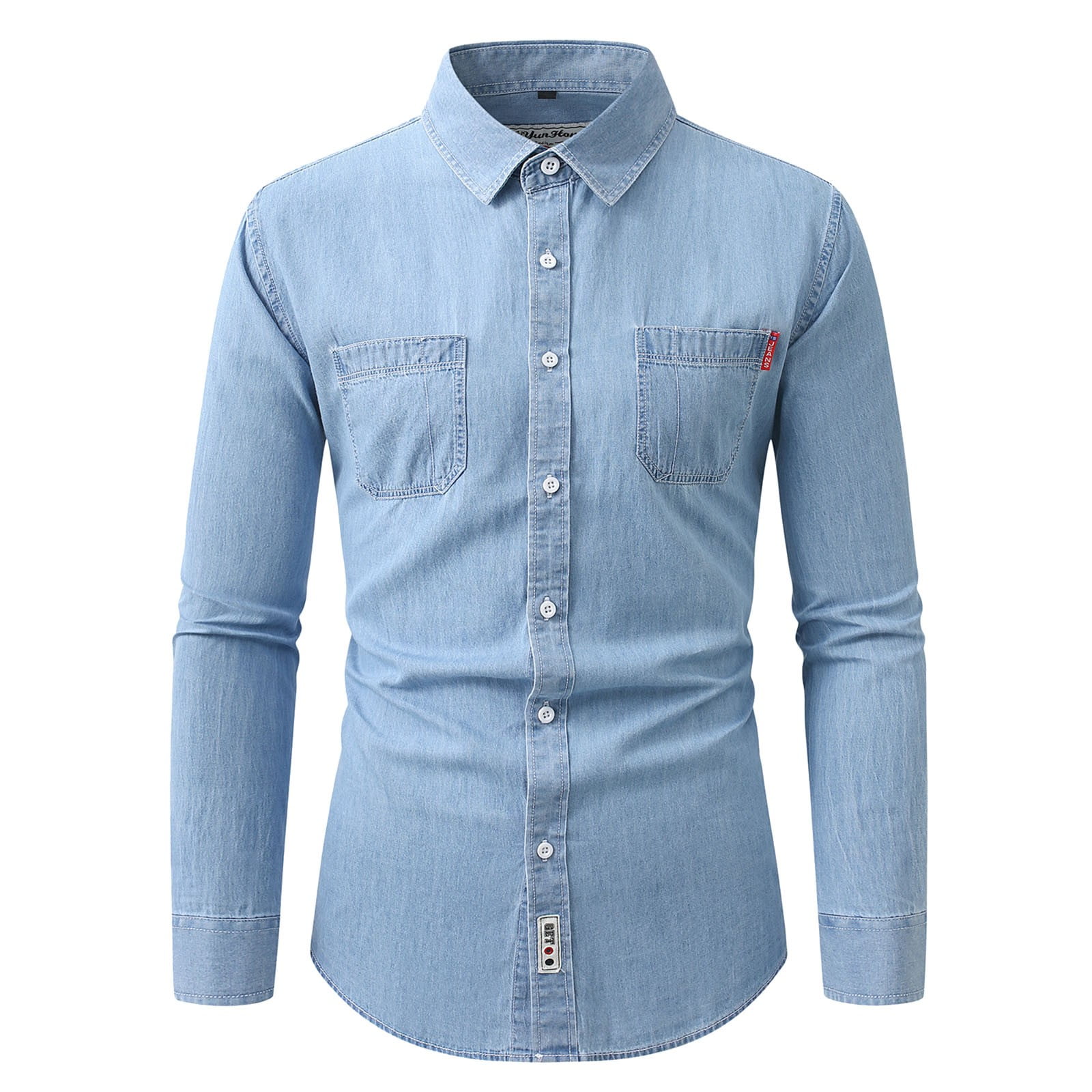 Button Up Shirts for Men Retro Denim Long Sleeve Spring Shirt ...