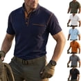 Button Up Shirts for Men Short Sleeve Henley Color Block T Shirts ...