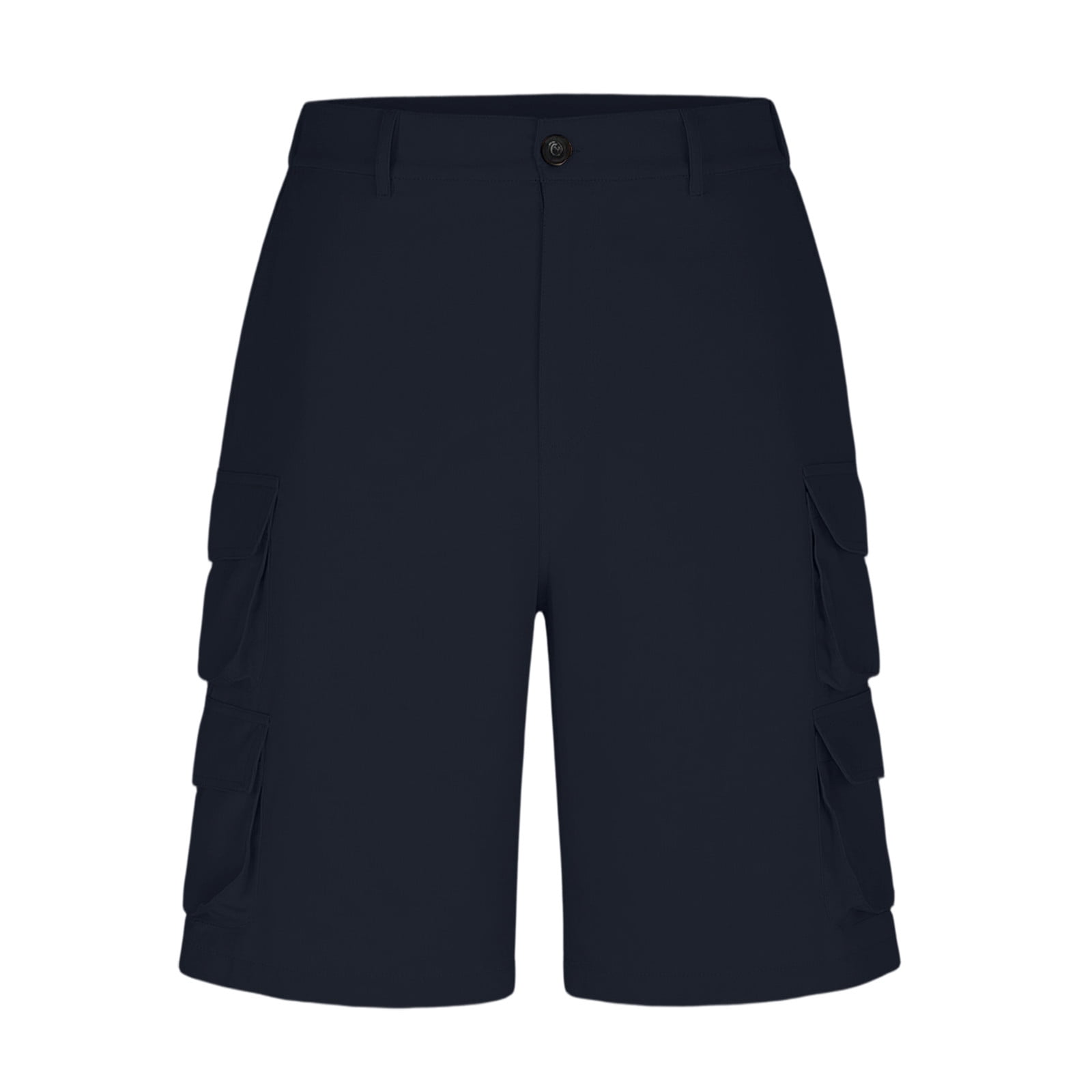 Button Zipper Elastic Waist Cargo Shorts With Pockets For Men'S Plus ...