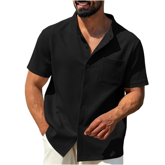 Button down Shirts for Men Short Sleeve Collared Neck Lightweight ...