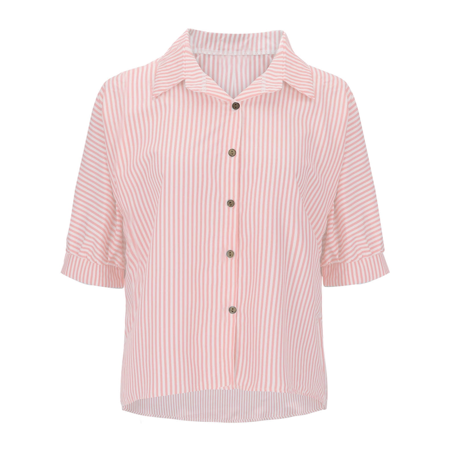Button down Shirts for Women Trendy Striped V Neck Collared Puff Short ...