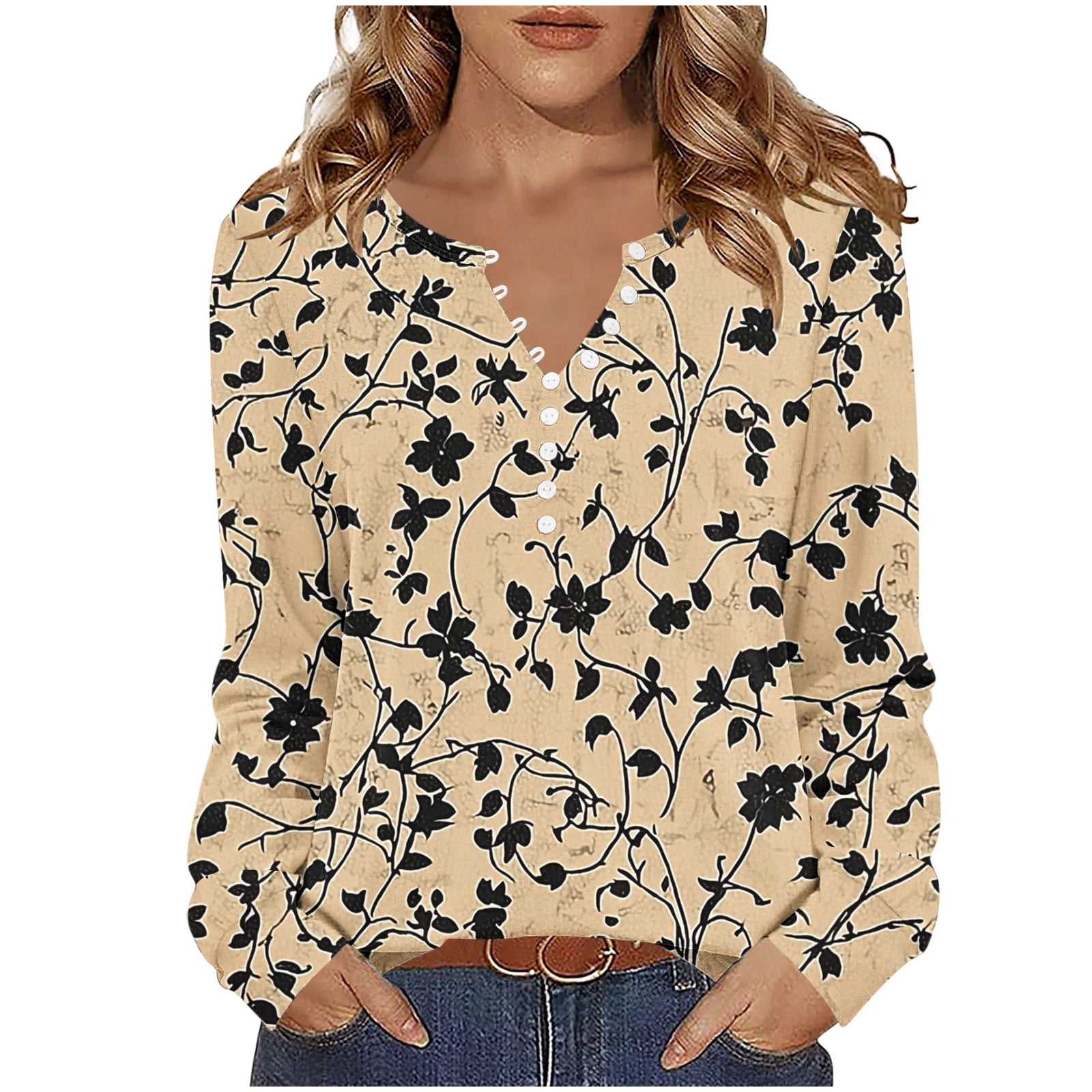 Button Up Tunic Tops Women, Loose Long Sleeve Casual Blouses, Trendy ...