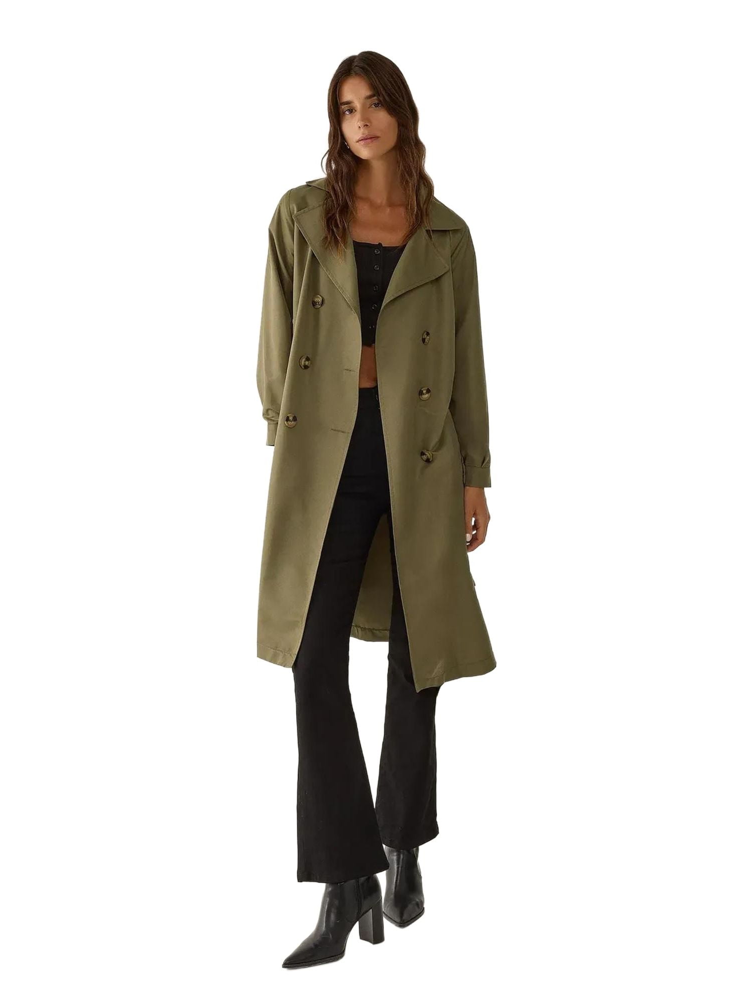 Buttoned Light Trenchcoat with a Belt - Walmart.com