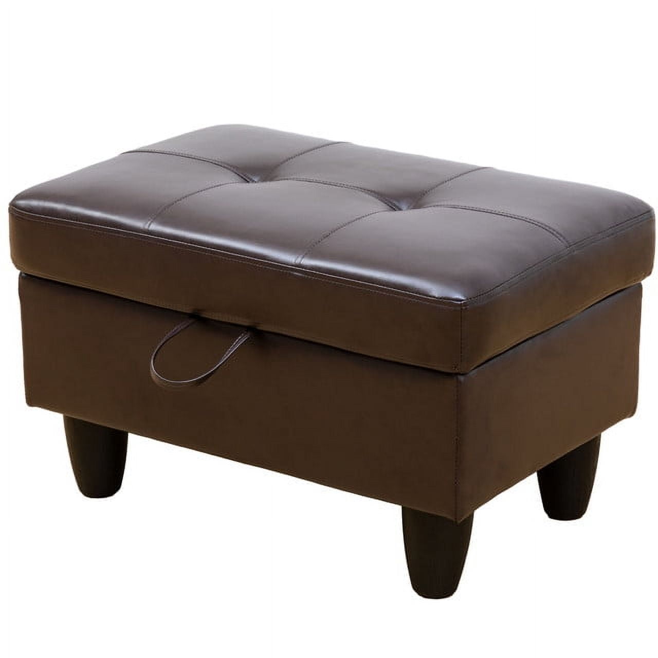 Buttonless Tufted Ottoman Storage Bench Seat-Faux Leather Upholstered ...
