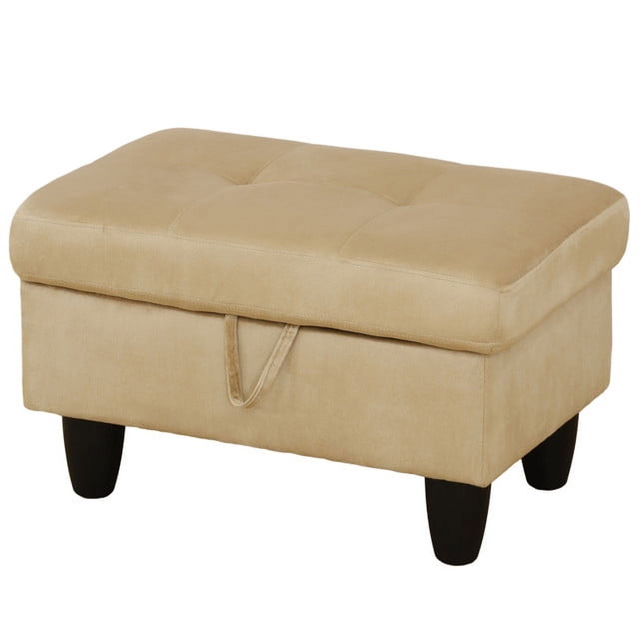 Buttonless Tufted Ottoman Storage Bench Seat-Flannel Upholstered Modern ...
