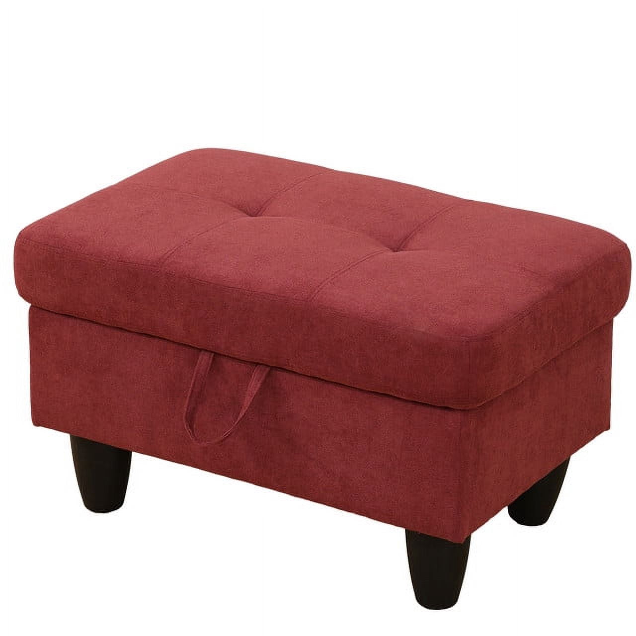 Buttonless Tufted Ottoman Storage Bench Seat-Flannel Upholstered Modern ...