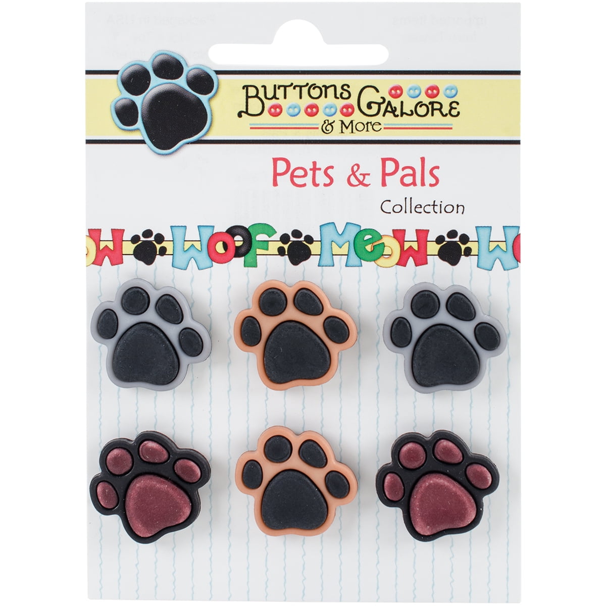 Buttons Galore 3D Carded Buttons-Precious Paws - Walmart.com