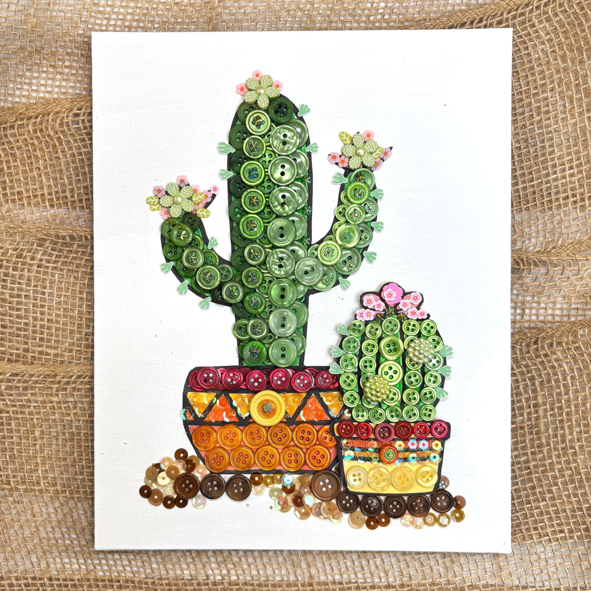 Buttons Galore & More Button Art DIY Craft Kit, Decorative Cactus ...