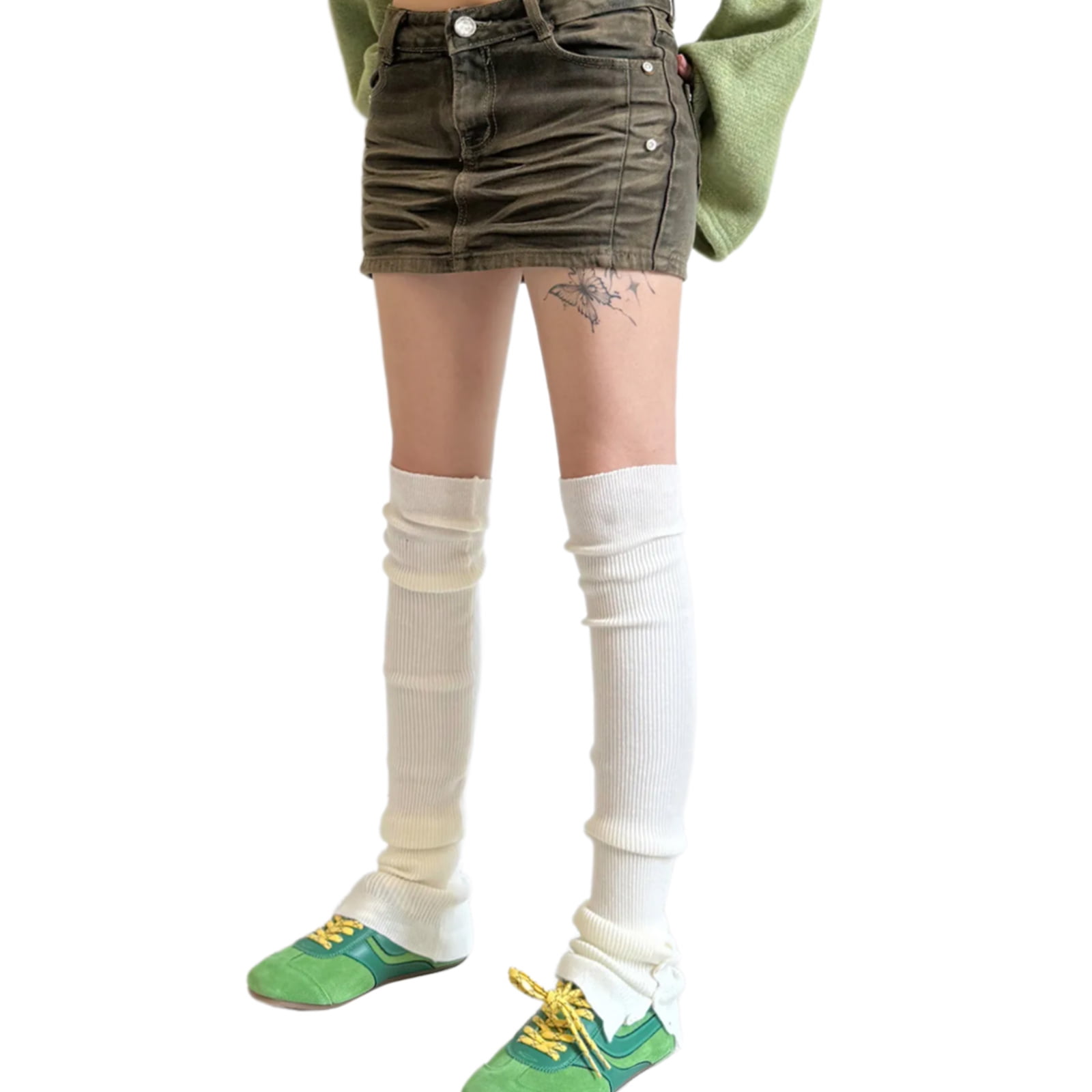 Buttons Split Ribbed Knitted Over the Knee Leg Warmers Solid Color ...