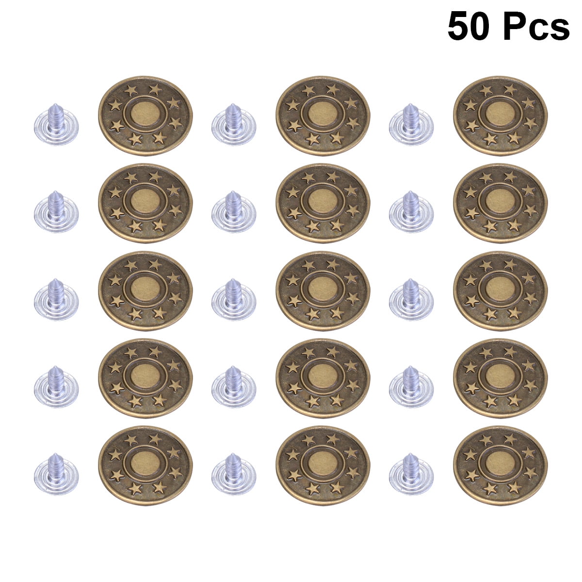 50 Set 17MM Jeans Buttons Boxed Metal Buckle for Jeans Trousers ...
