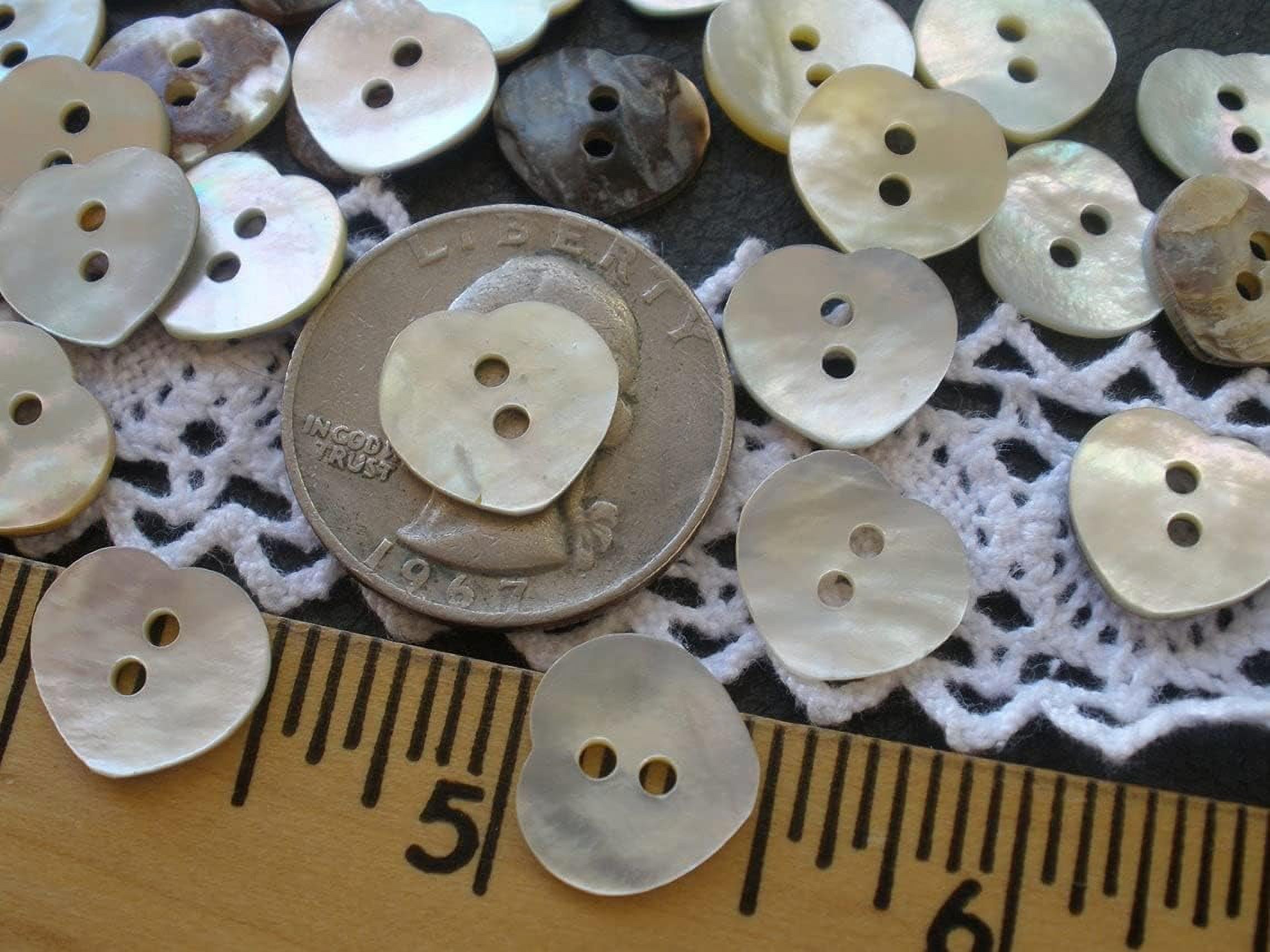 Buttons mKET Heart Shape 13MM MOP Shell Buttons Natural Pearly 1/2" Size 20L Vertical 2 Hole sew ...
