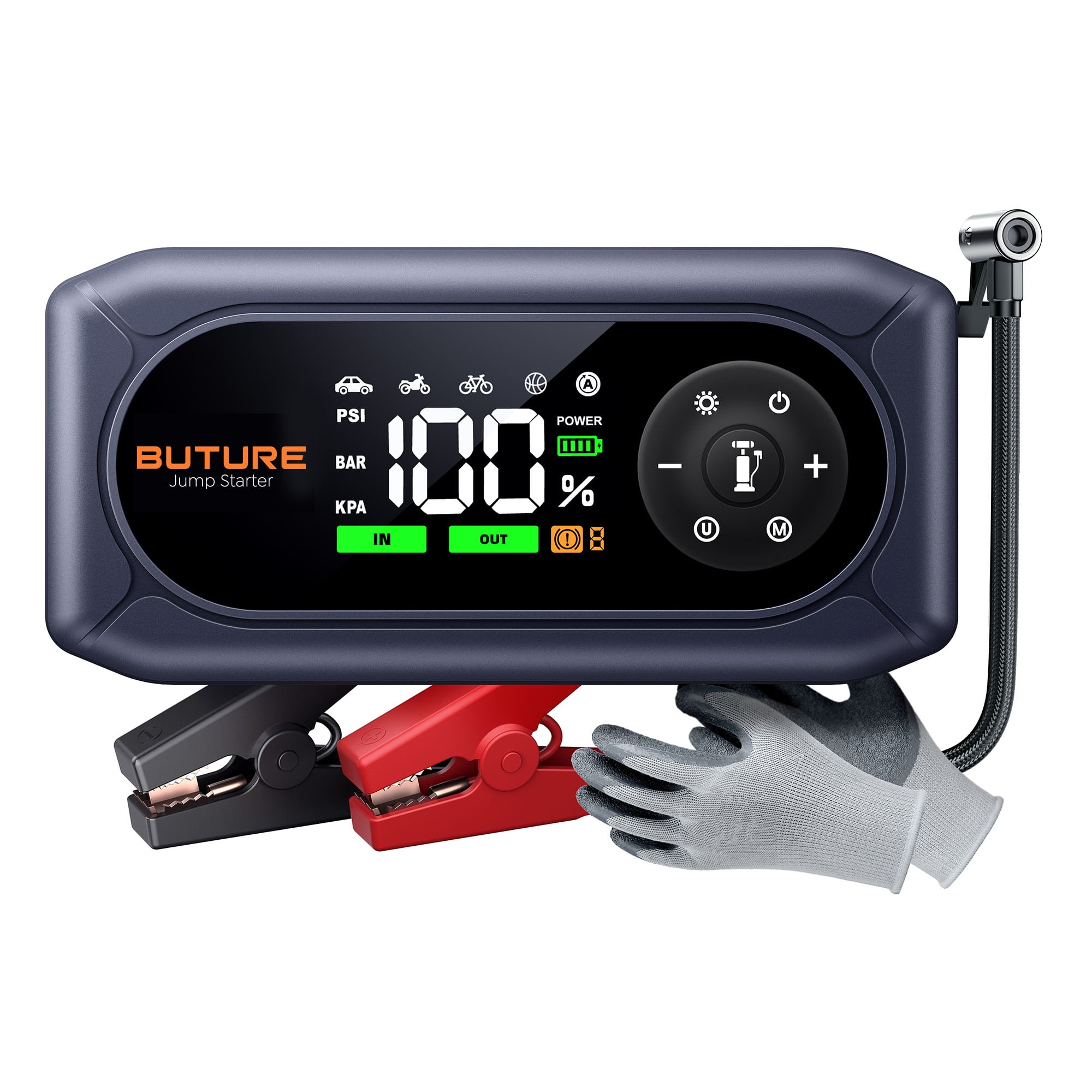 BUTURE 4500A Car Jump Starter with Air Compressor, 12V Battery Booster ...