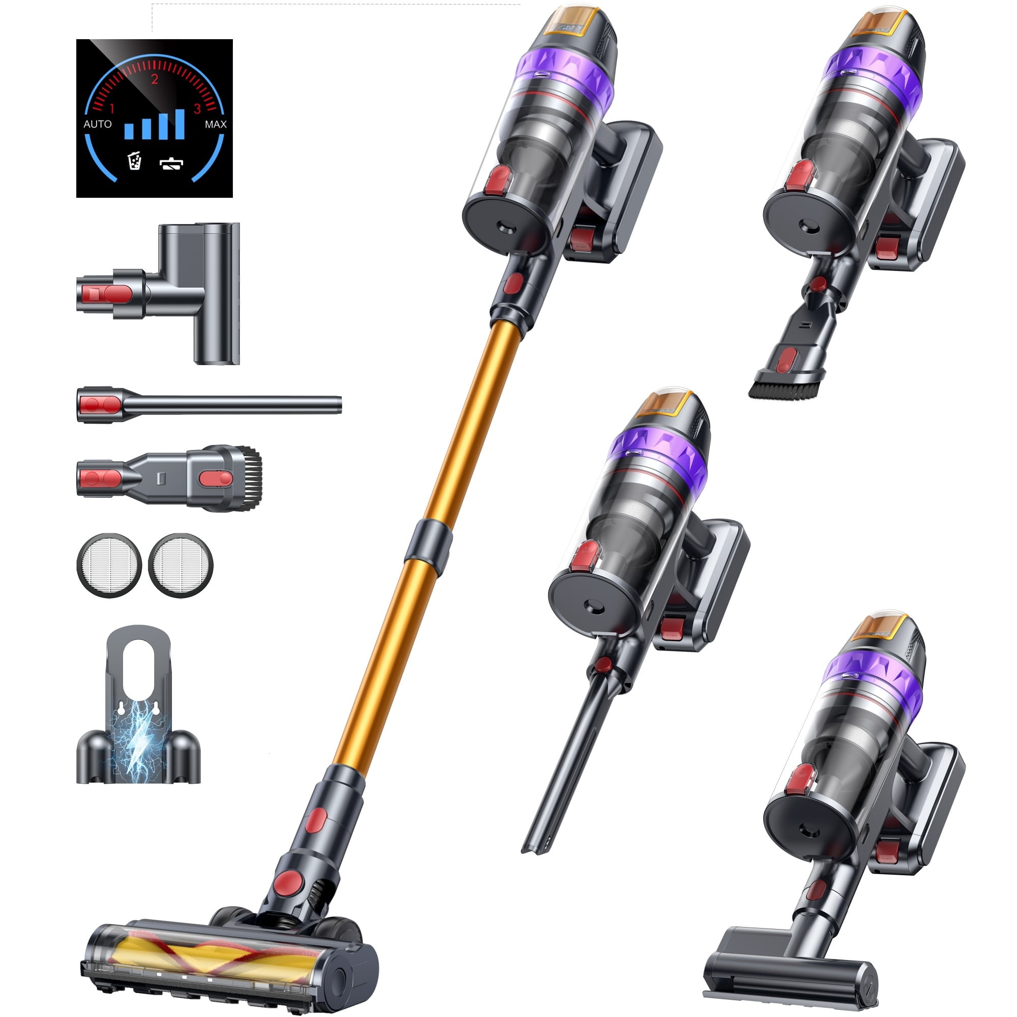 Buture VC90 Cordless Stick Vacuum with Mite Removal Brush, 600W 55KPA ...
